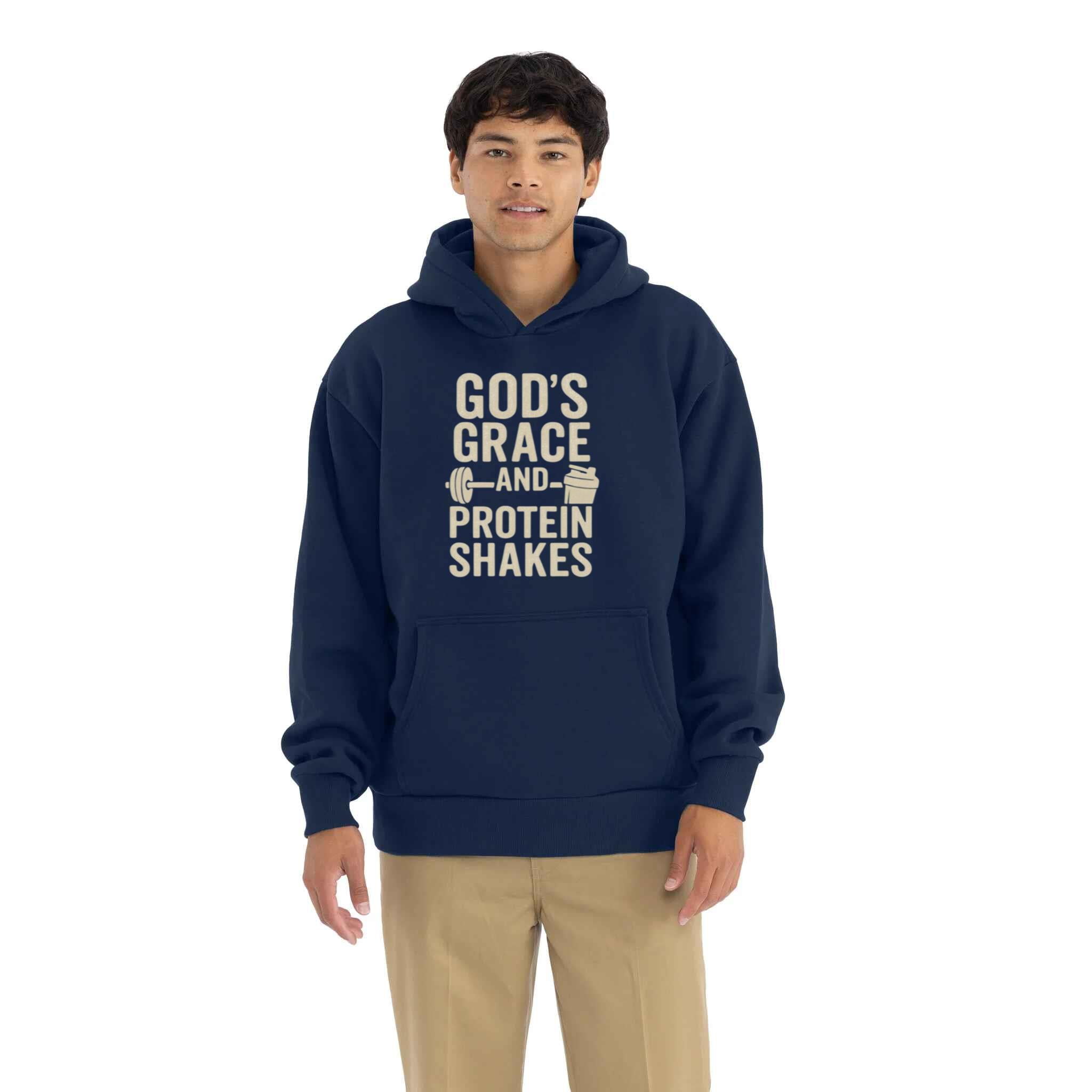 Grace And Protein Hoodie Christian Gym Faith Based Workout Graphic ...