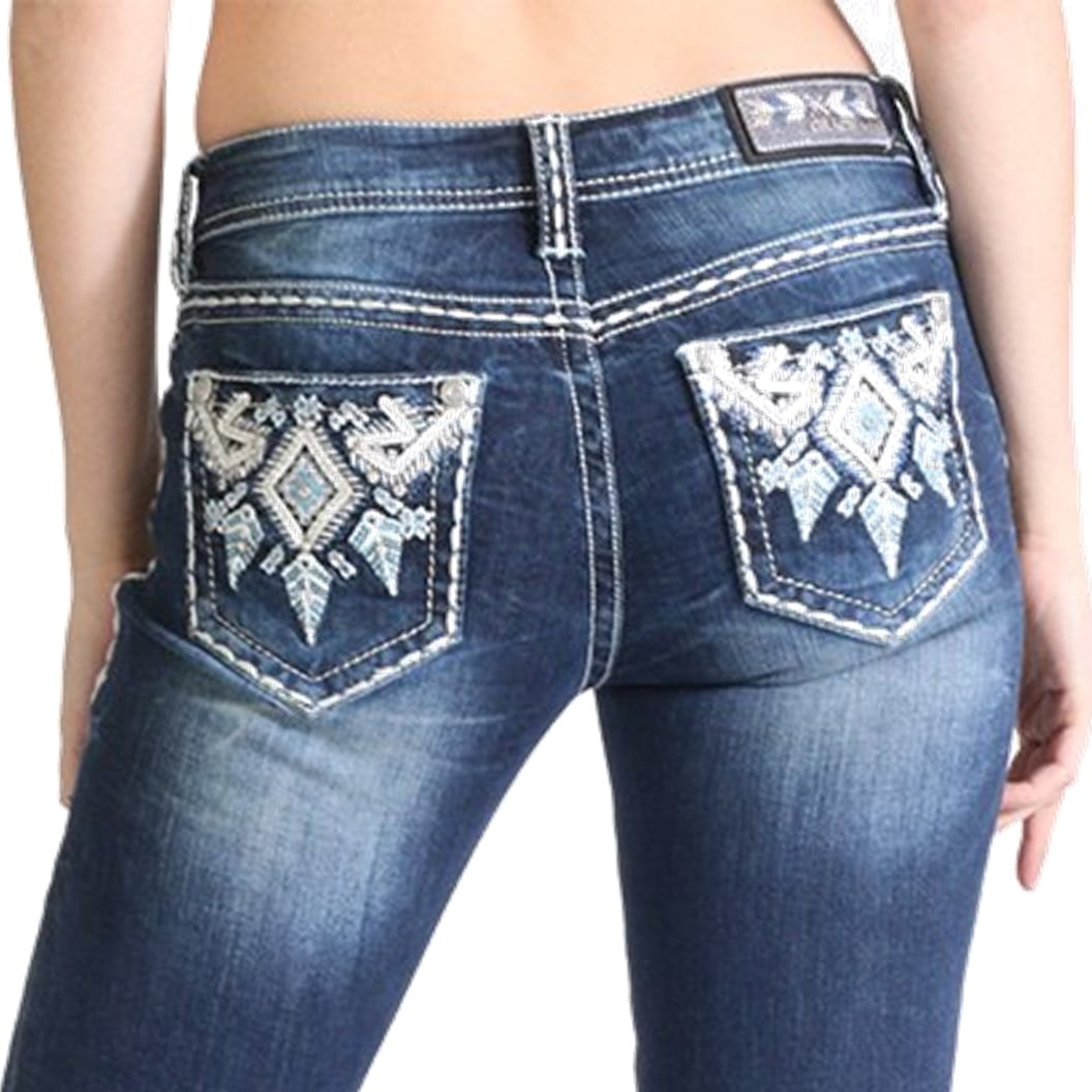 Grace Aztec Embellished Bootcut Jeans - Walmart.com