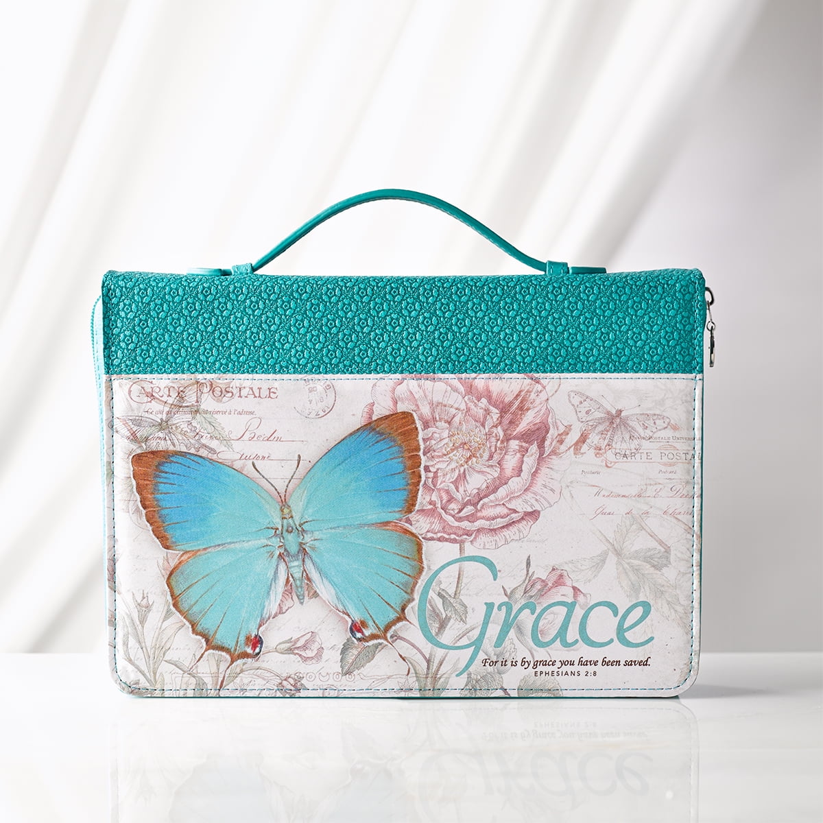 Grace Butterfly Blessings Teal Faux Leather Fashion Bible Cover ...