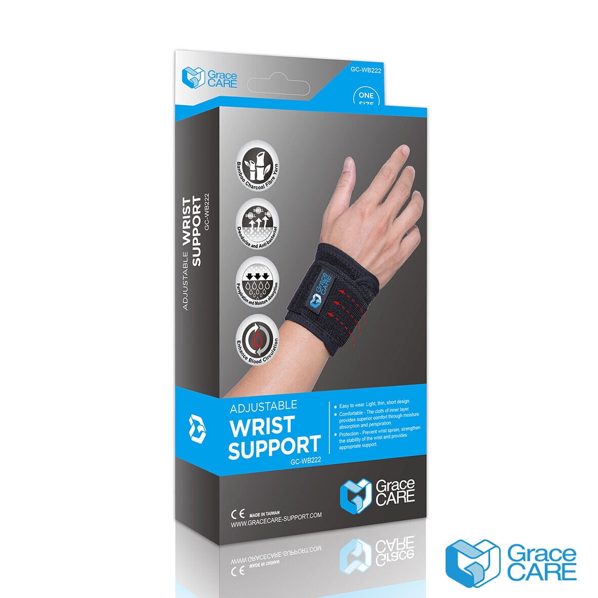 Grace CARE Adjustable Wrist Brace with Support Wrap for Injury Prevention, Sprains & Strain ...