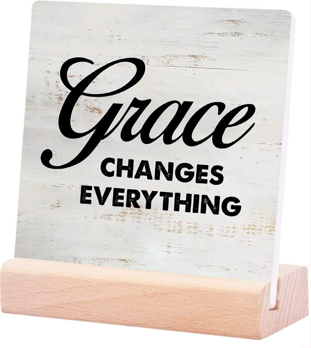 Grace Changes Everything Ceramic Table Sign Plaque Desk Decor with ...