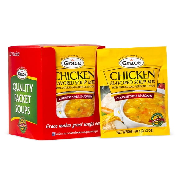 Grace Chicken Flavored Soup Mix 2.12oz - 12 Pack - Jamaican Country ...