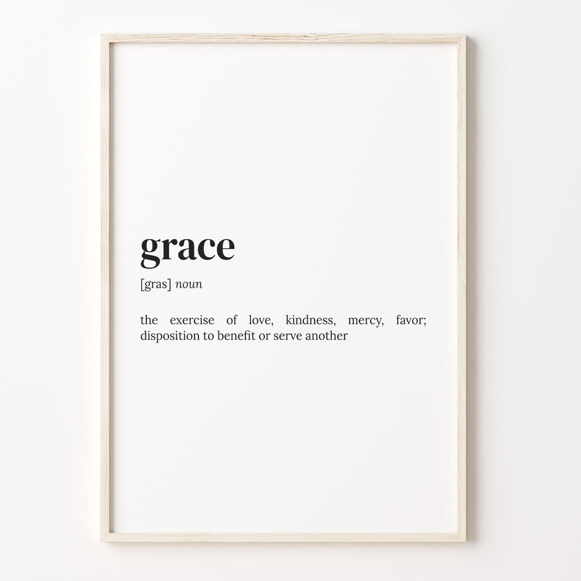 Grace Definition Dictionary Wall Art Motivational Quote, Stretched ...