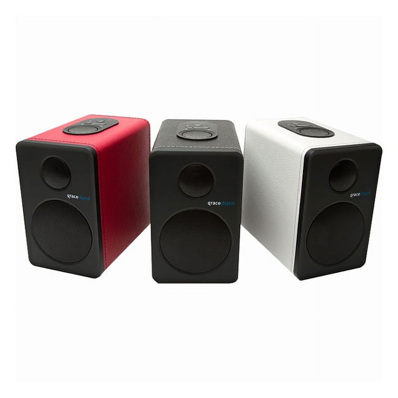 Grace Digital aptX Powered Bookshelf Bluetooth Speakers (Set of 2, Red ...