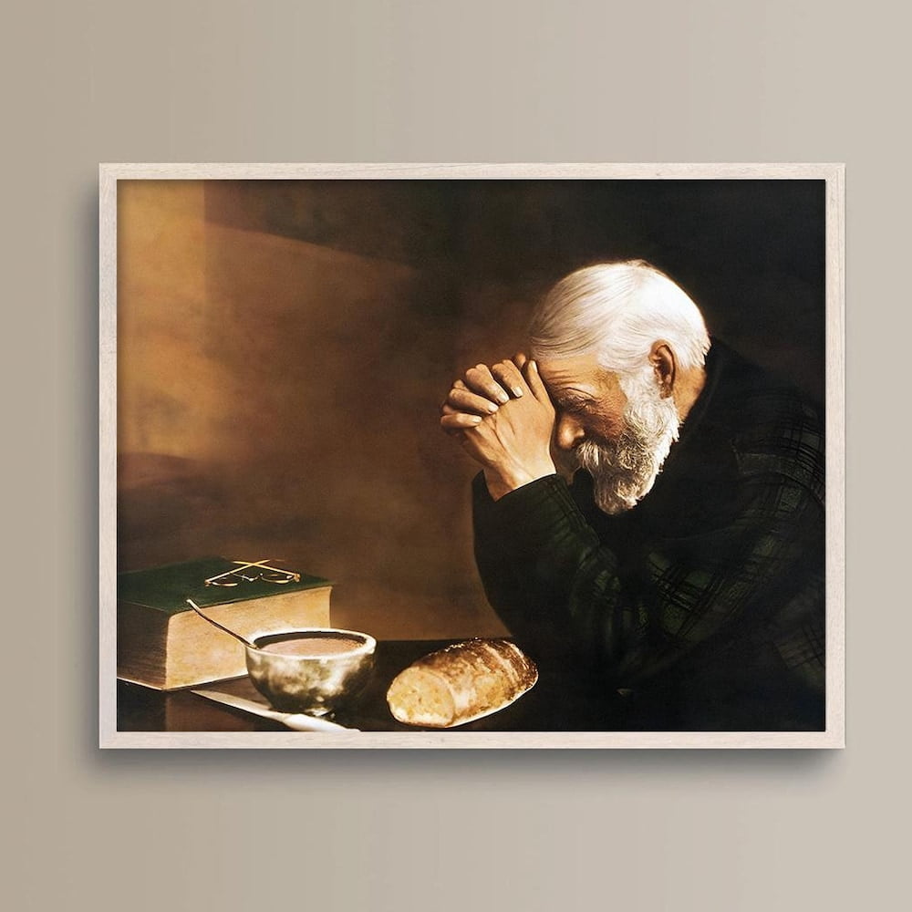 Grace By Eric Enstrom, Man Praying Over Bread Print Art, Vintage Print ...