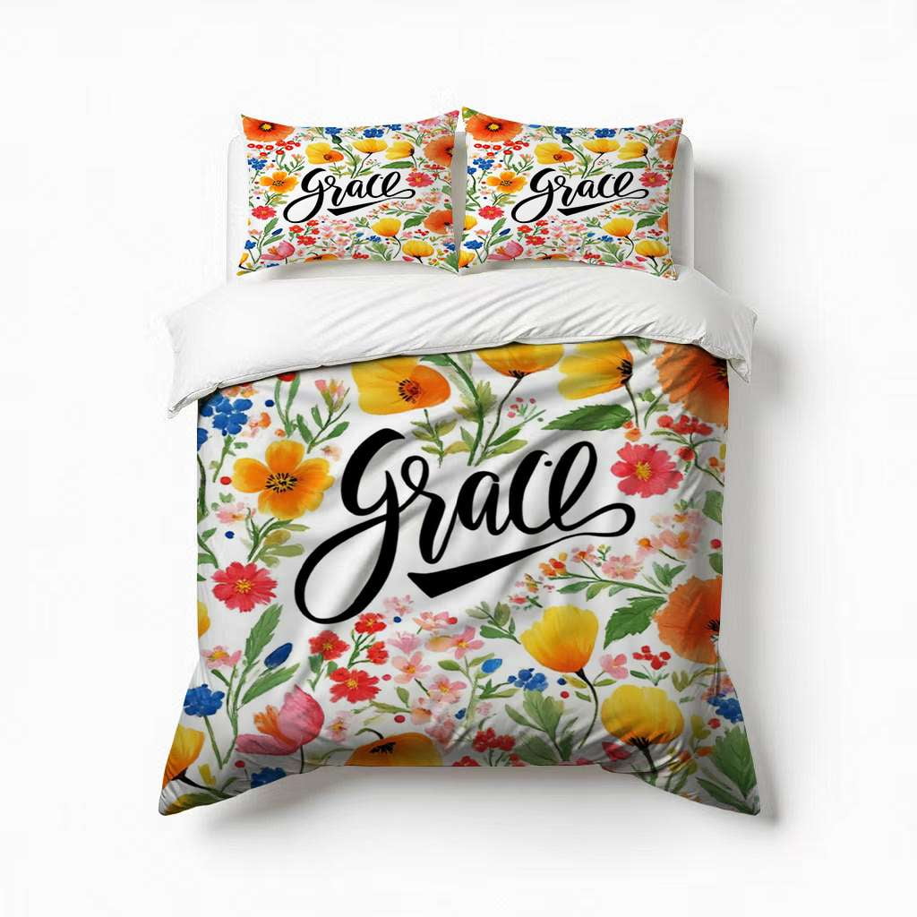 Grace Floral Design Pretty Flowers Bedding Set 3 Pcs Soft Microfiber ...