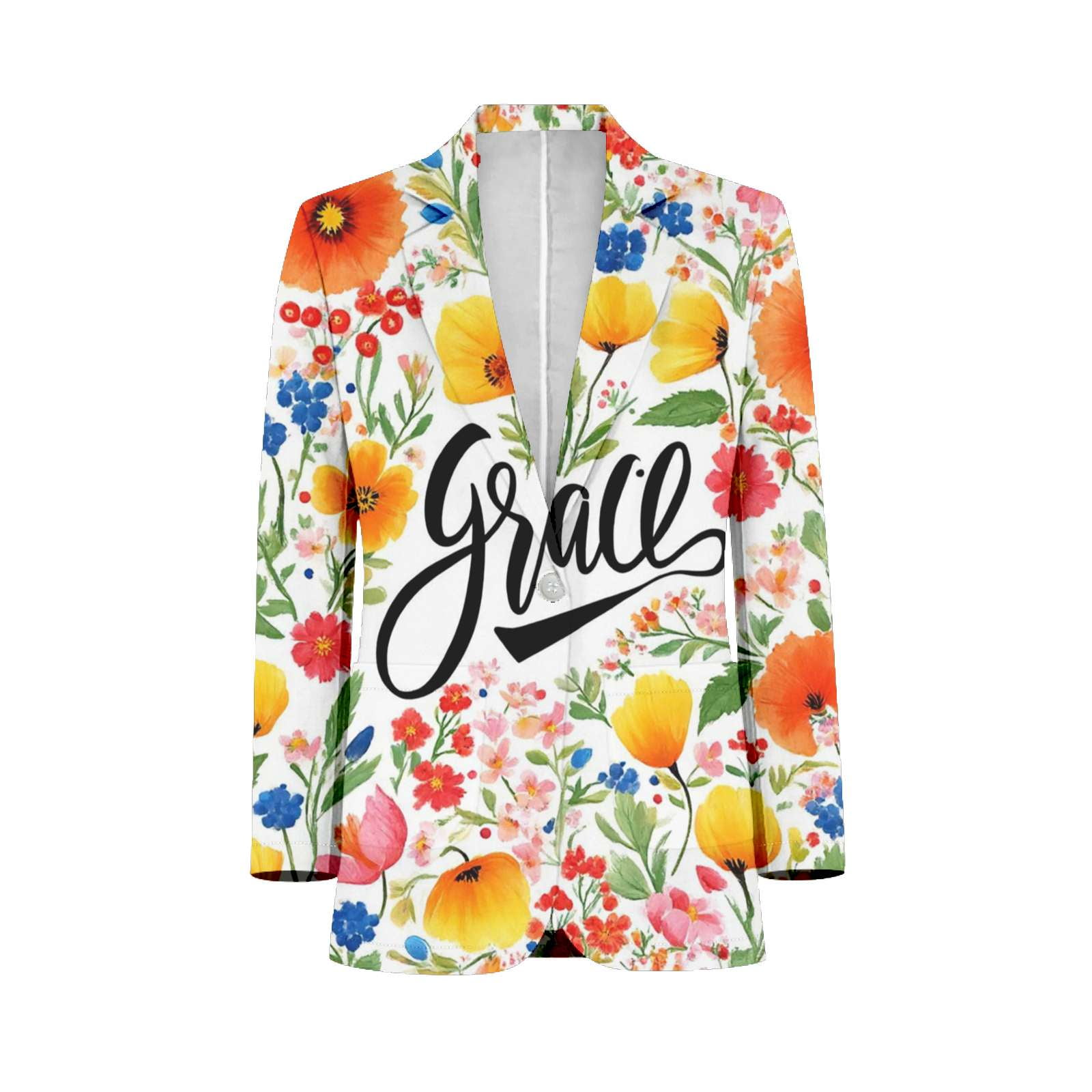 Grace Floral Design Pretty Flowers Customized Men's Suits full man ...