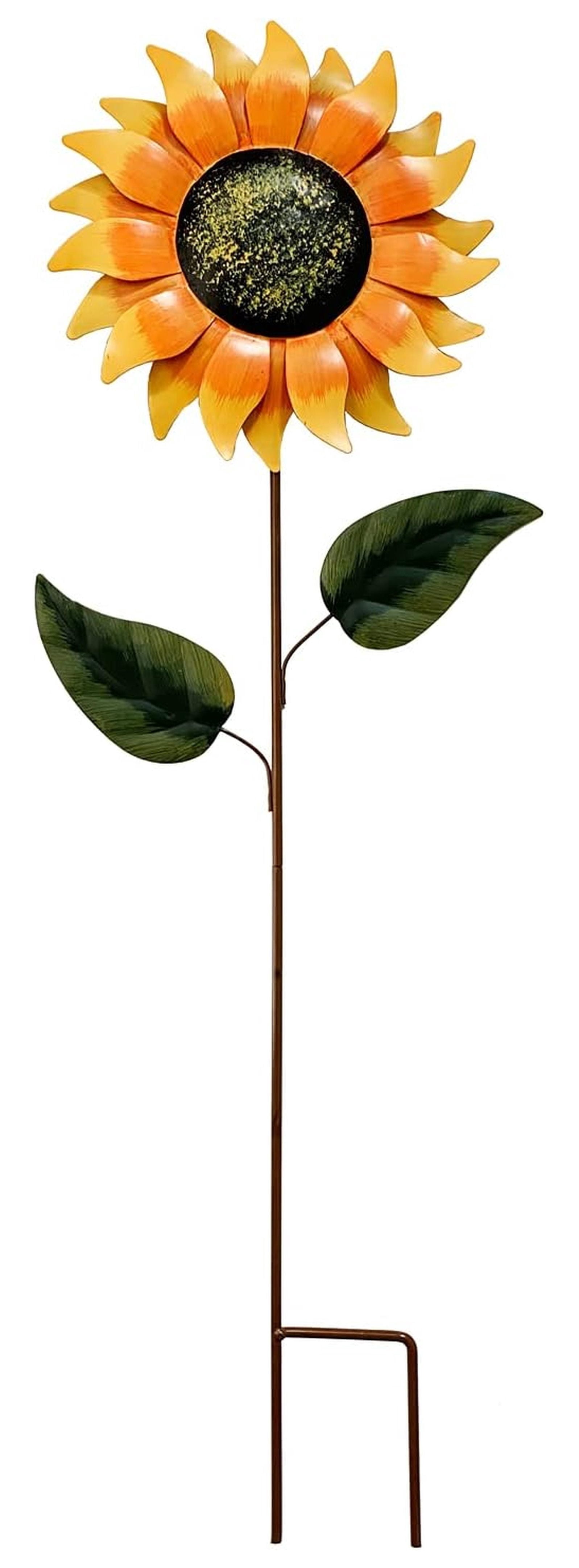 Grace Home Metal Sunflower Garden Stake, 32-Inch Sunflower Outdoor ...
