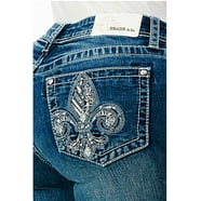 Grace in LA Women's Cross Embroidered Embellished Pocket Bootcut ...