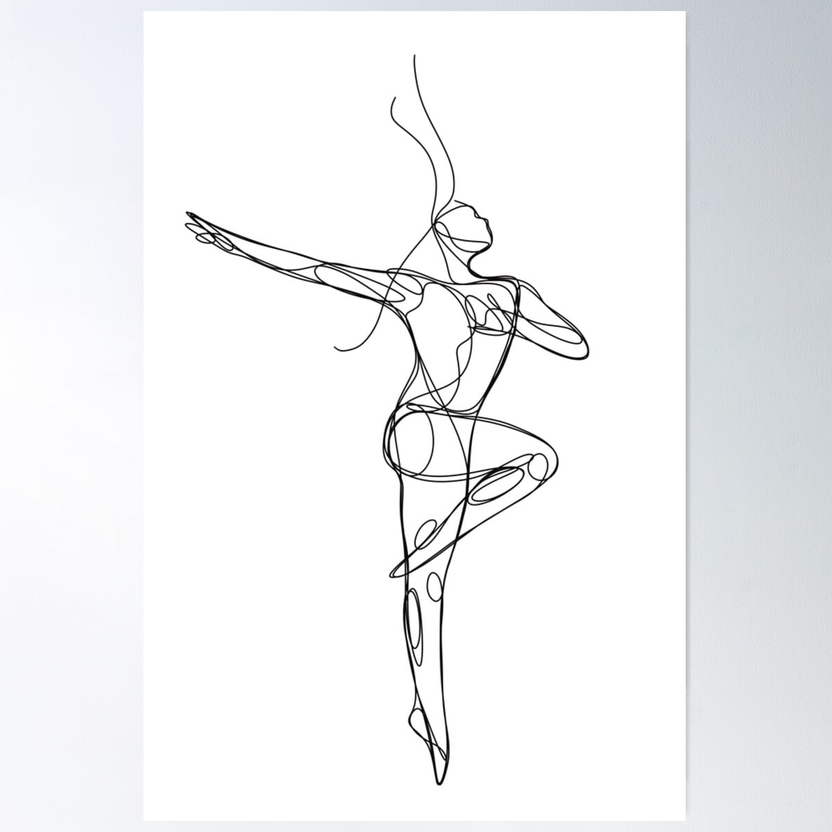 Grace In Motion: One Line Dancer Art Poster Wall Art, Modern Wall Decor ...