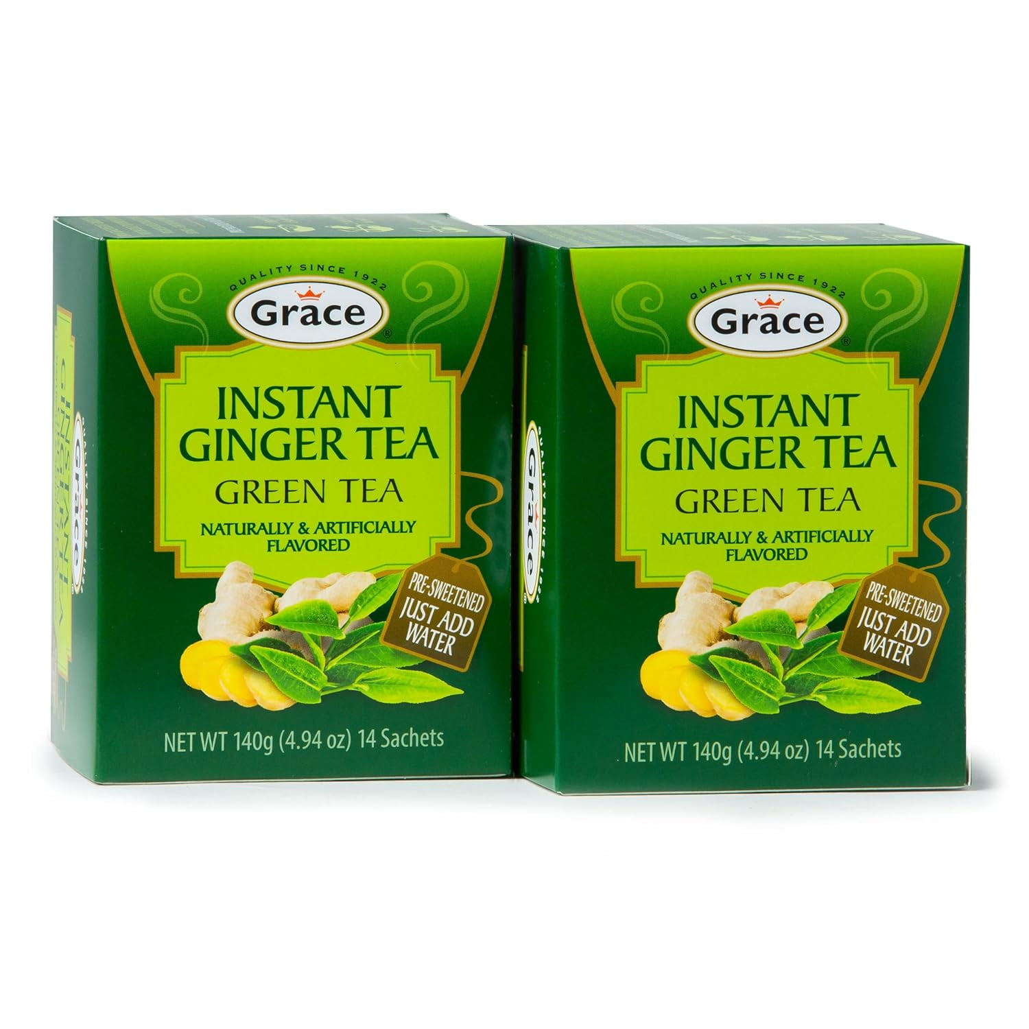 Grace Instant Ginger Pre-Sweetened Green Tea with Ginger 4.94 oz - 2 ...