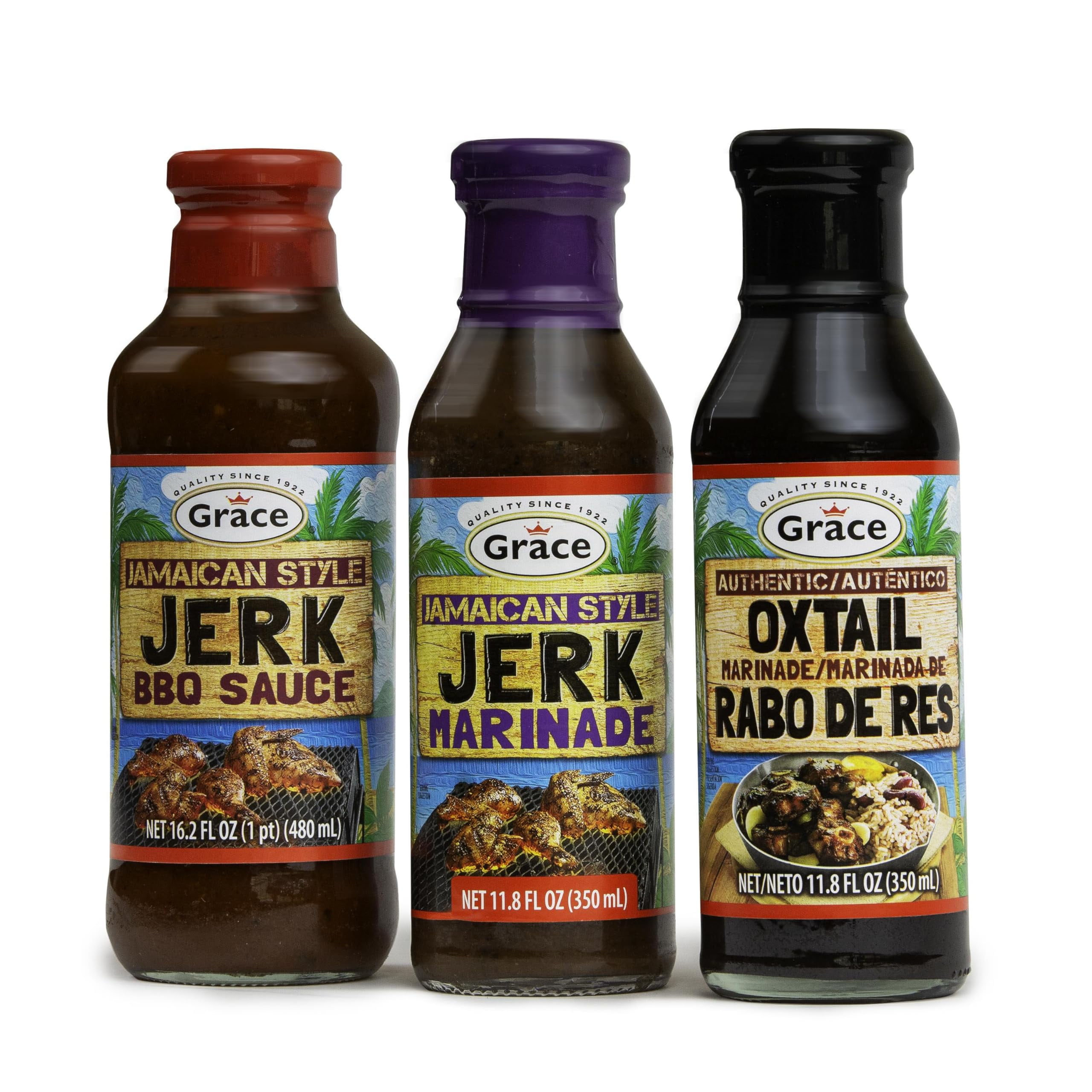 Grace Jamaican Style Marinades AKF18 & BBQ Sauce Variety Pack - 3 ...