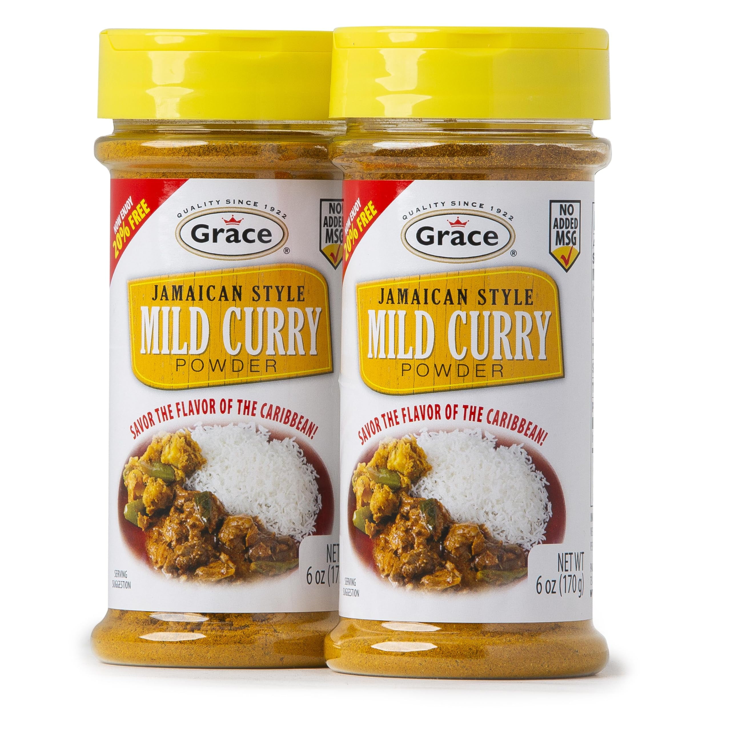 Grace Jamaican Style Mild Curry Powder 6oz KMC2- 2 Pack - Authentic ...