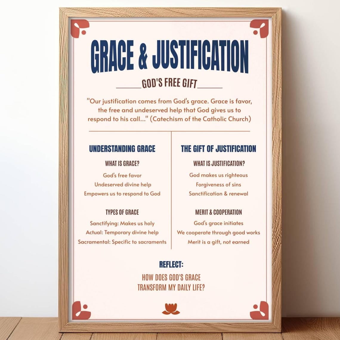 Grace & Justification Print, Catechism Art, Catholic Infographic #2966 ...