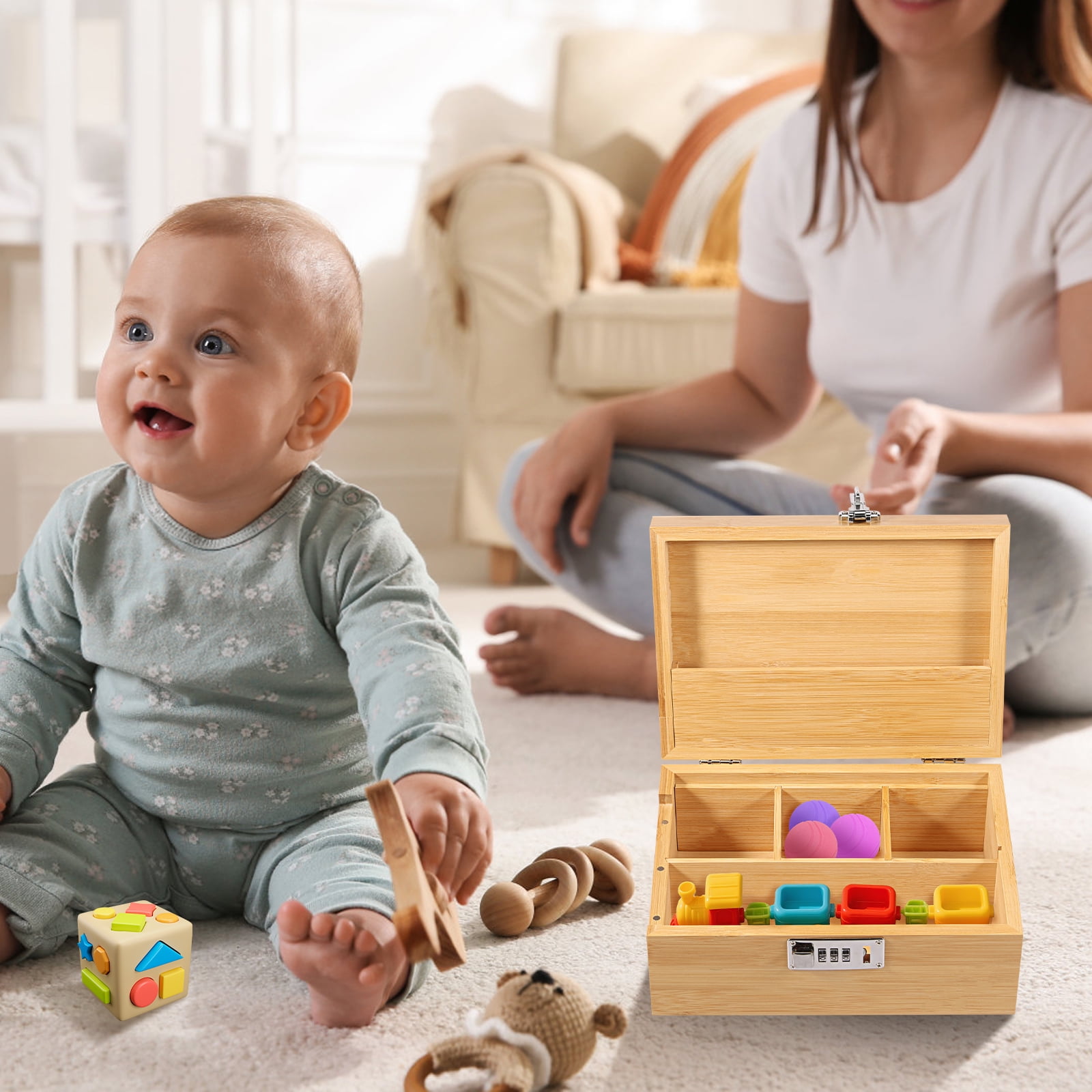 Grace Keepsake Box Decorative Wood Memory Keepsake Box with Combination ...