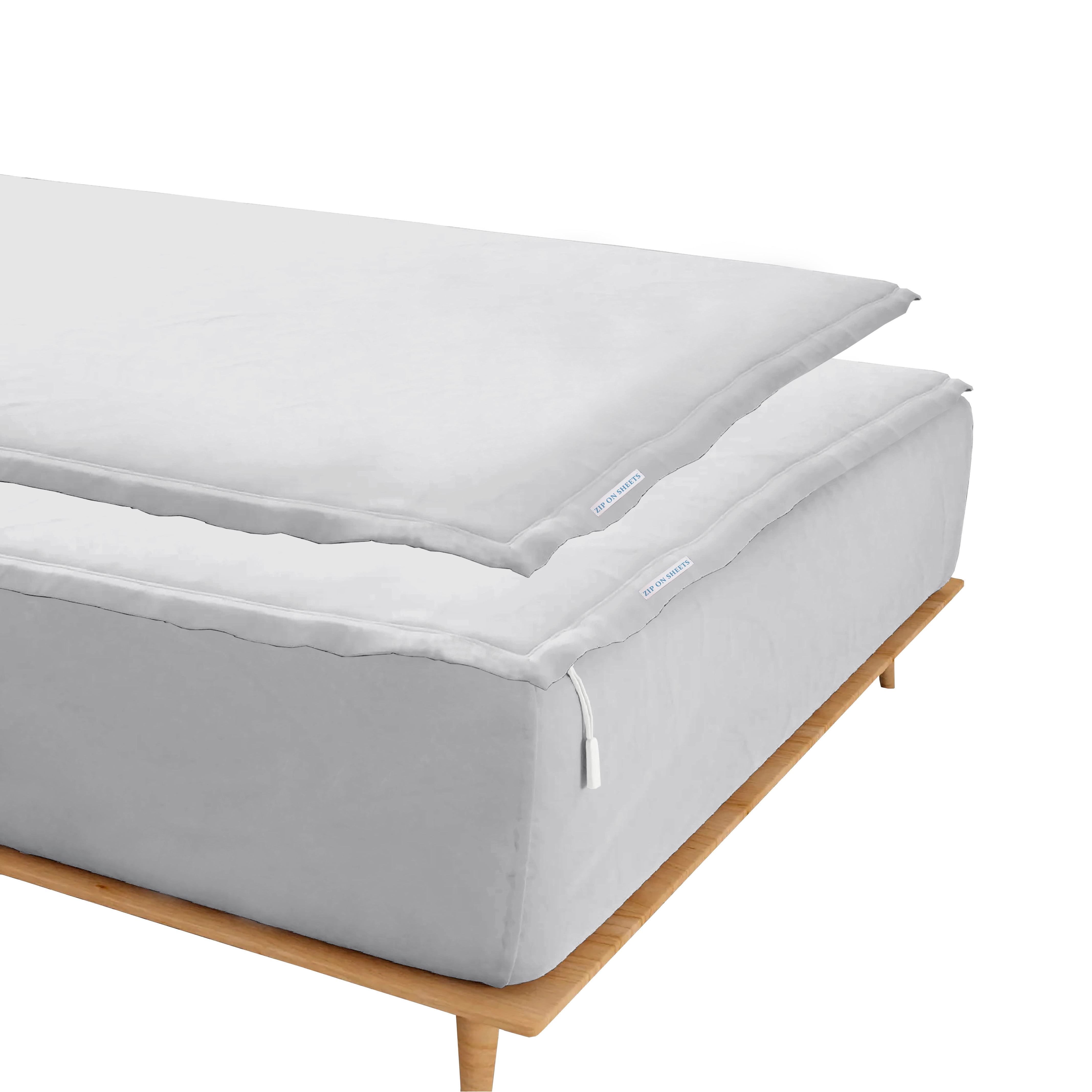 Grace Linen Zipper Fitted Sheet Full XL Size(54X80) - Includes 2 Zip ...