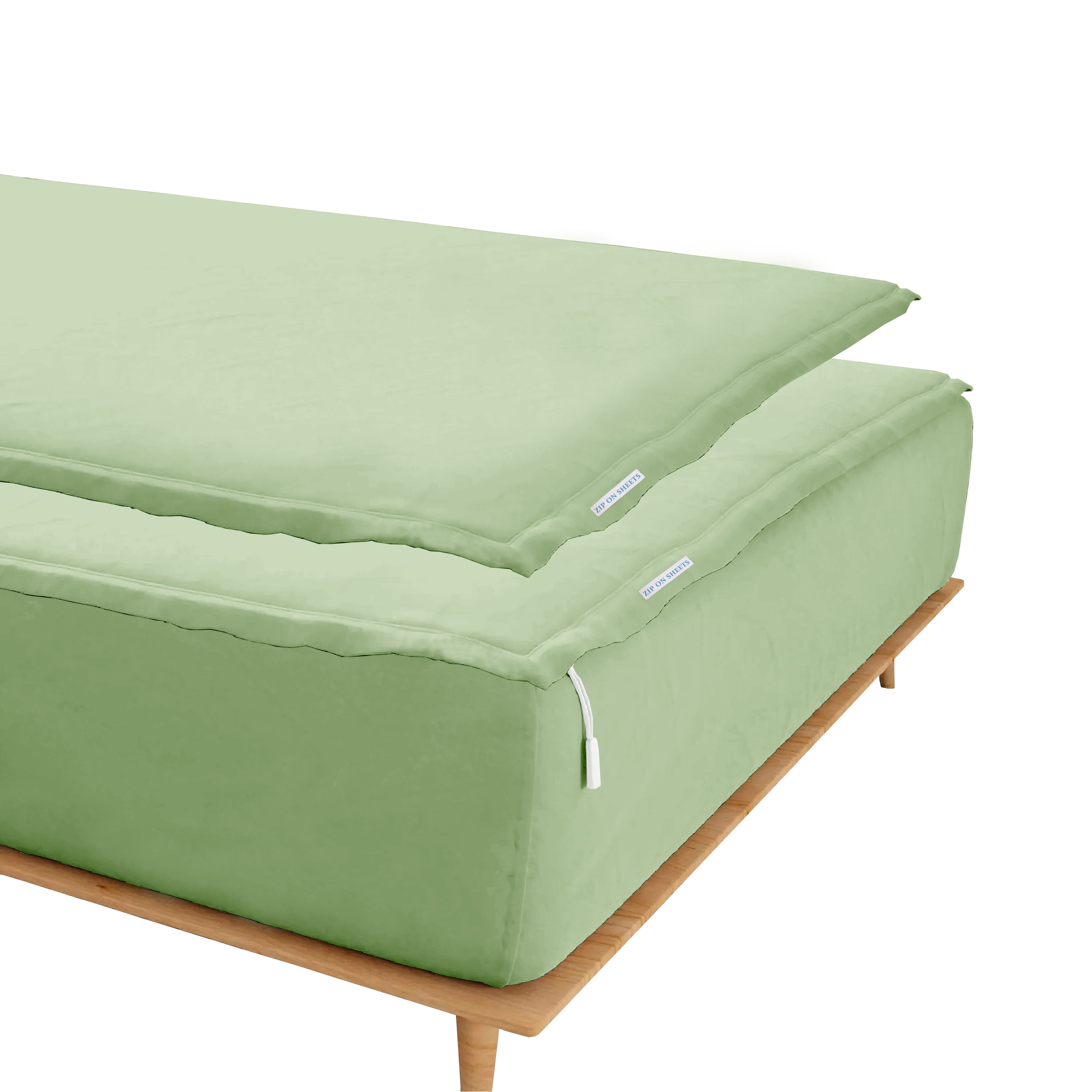 Grace Linen Zipper Fitted Sheet Queen Size(60X80) - Includes 2 Zip On ...