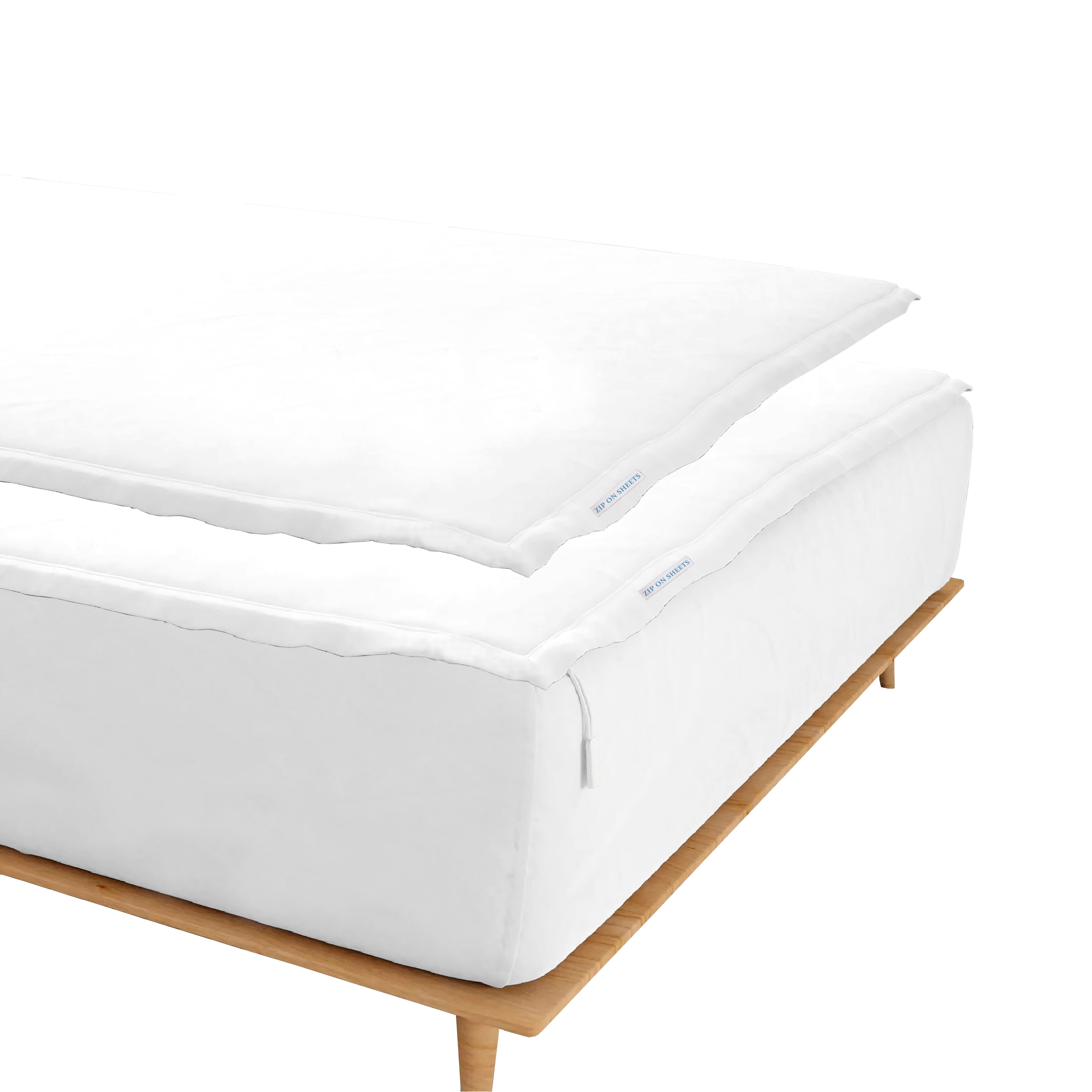 Grace Linen Zipper Fitted Sheet Twin XL Size(39X80) - Includes 2 Zip On ...
