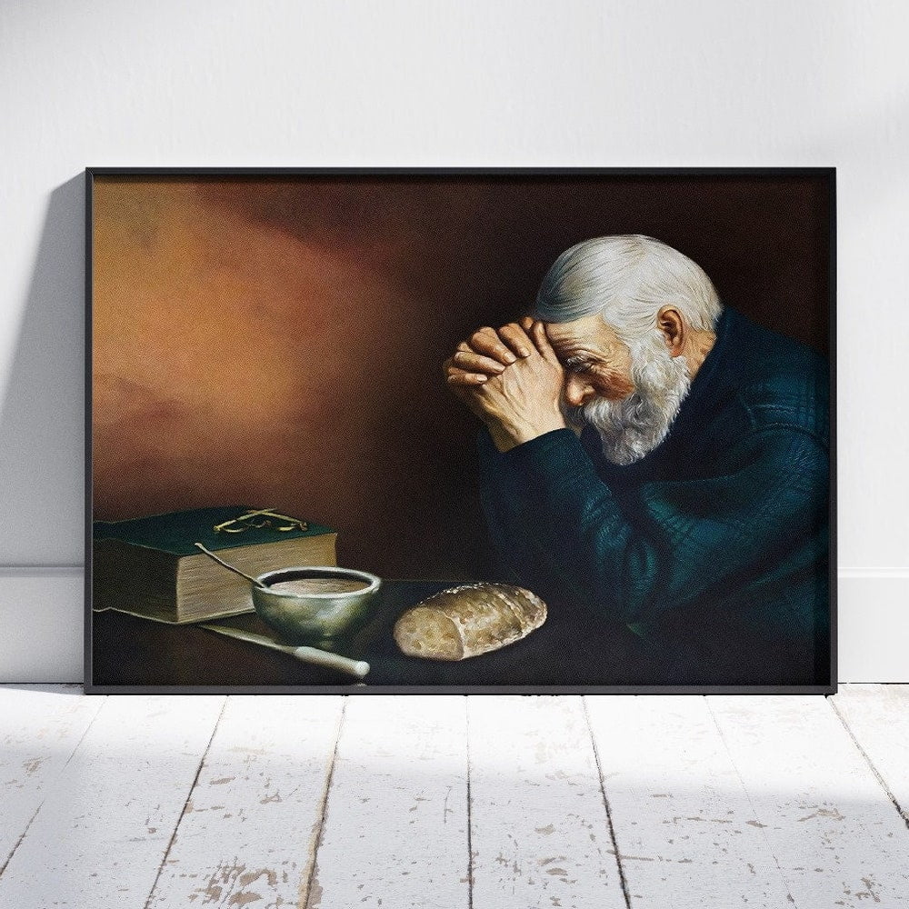 Grace, Man Praying Over Bread, Large Wall Art, Eric Enstrom Gratitude ...
