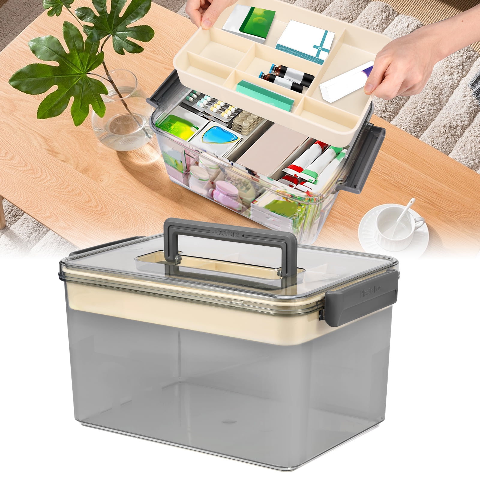 Grace Medicine Storage Box with Handle Sealing Solid Plastic First Aid ...