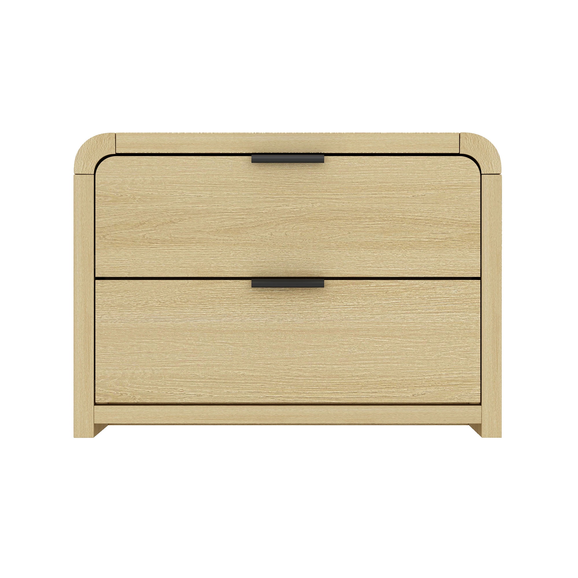 Grace Modern Nightstand with 2 Drawers in Natural Oak and Black ...
