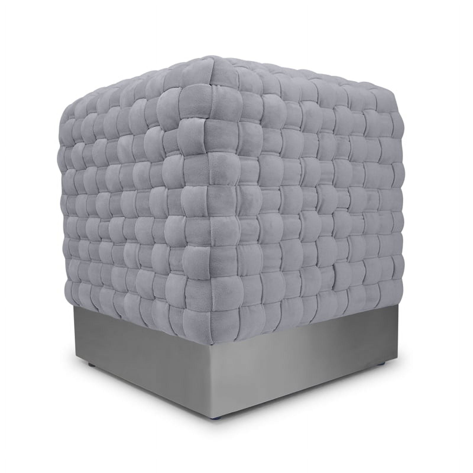 Grace Ottoman - Brushed Stainless - Basket Weave Upholstery - Walmart.com