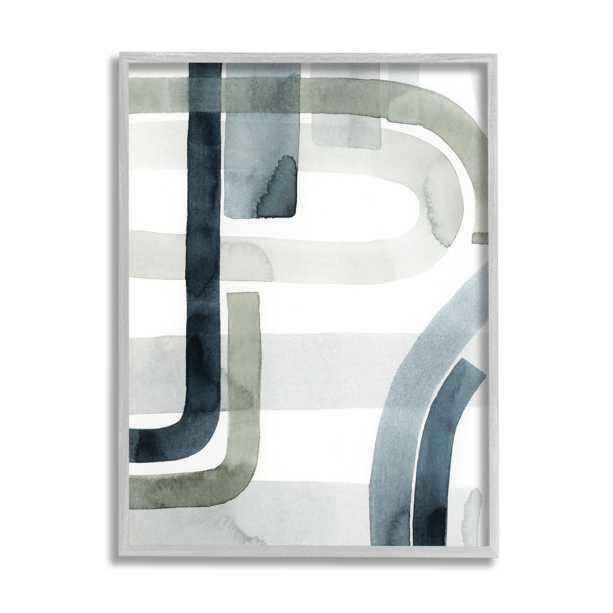 Grace Popp Dark Blue Green Linework Abstract Swoop Design 11" x 14 ...