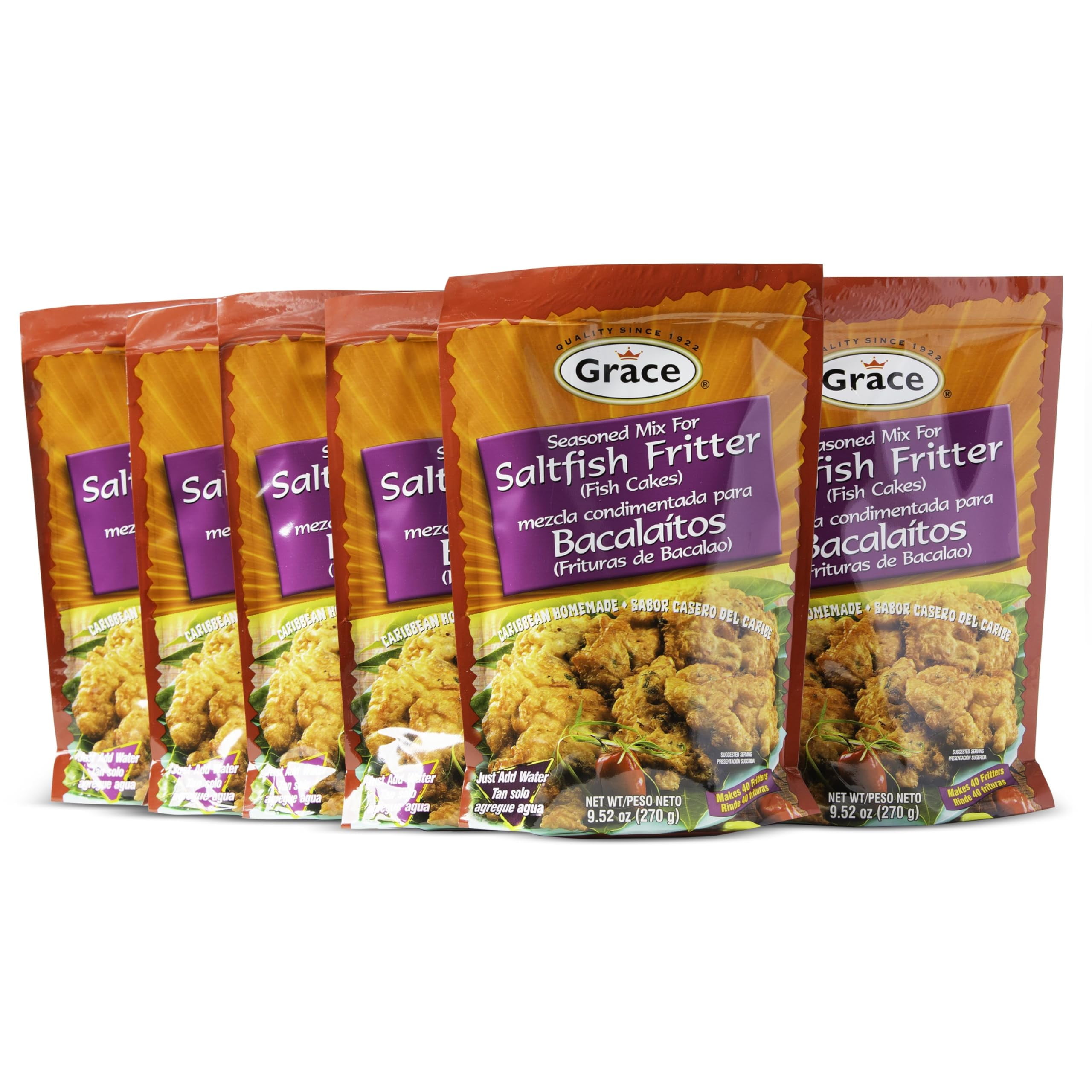Grace Salt Fish Fritter TMA2 Mix 9.5oz - 6 Pack - Jamaican Fish Fry Seasoning Mix for Salted Cod ...