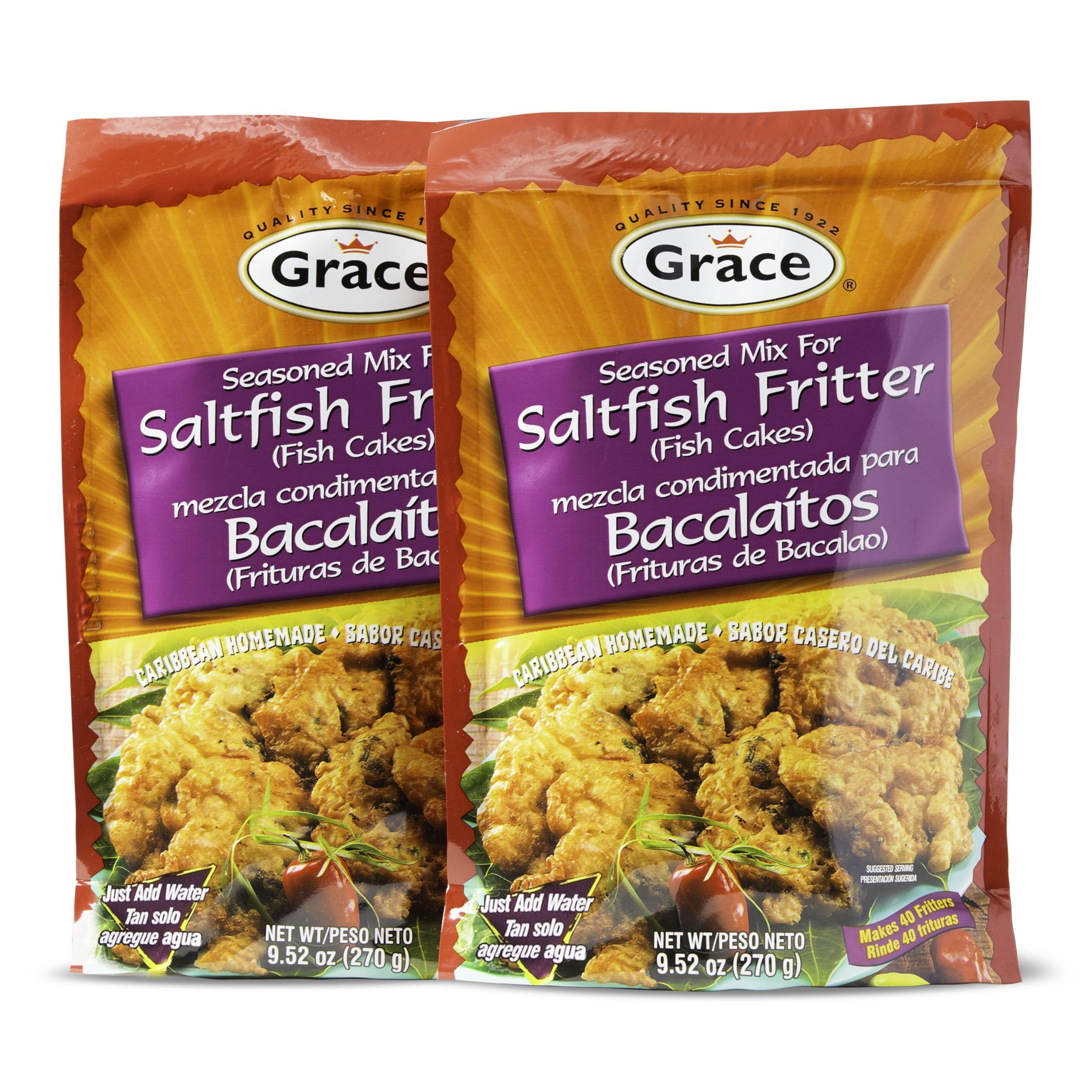 Grace Salt Fish Fritter YYF14 Mix 9.5oz - 2 Pack - Jamaican Fish Fry ...
