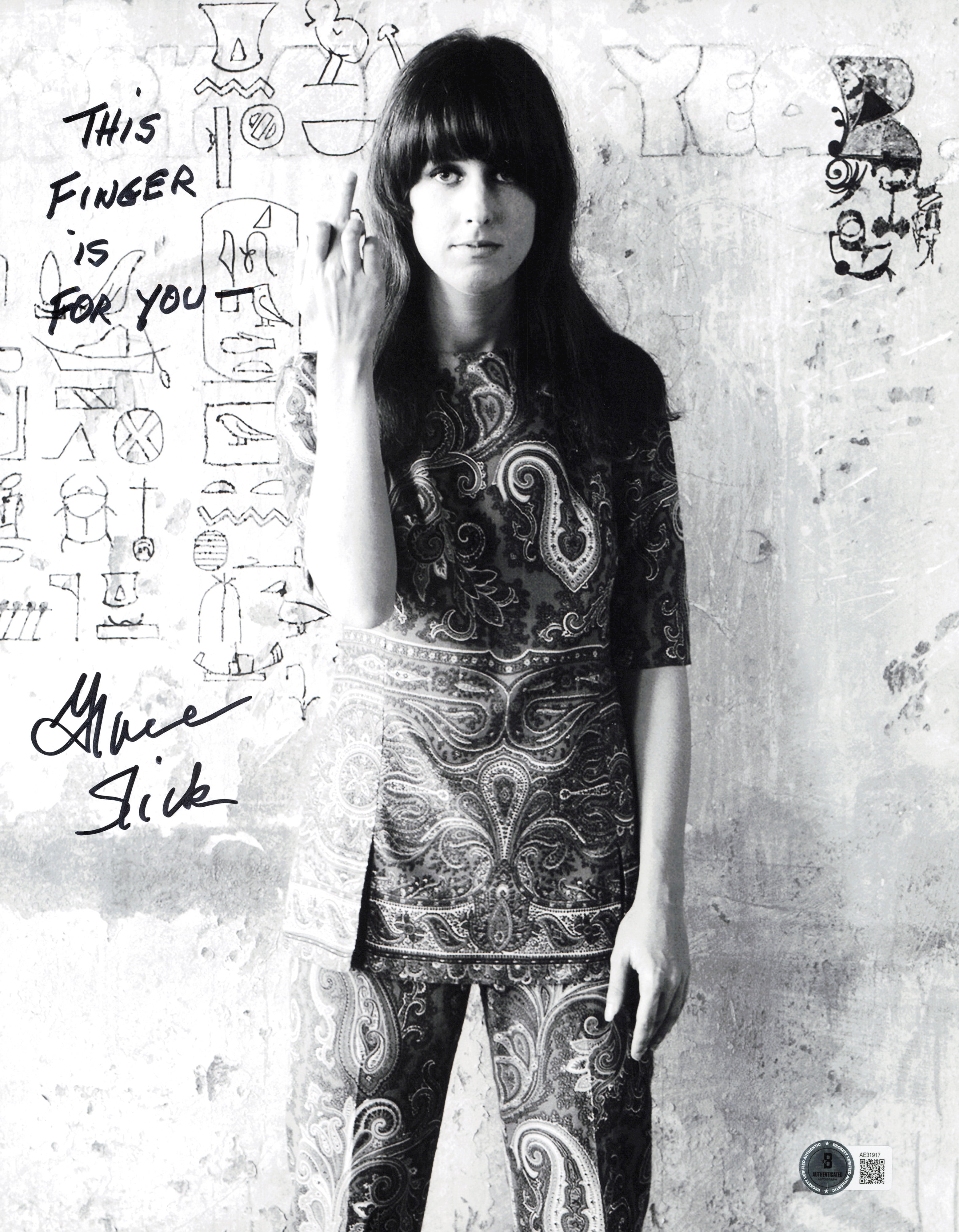 Grace Slick Autographed 11x14 Photo Jefferson Starship "This Finger Is ...