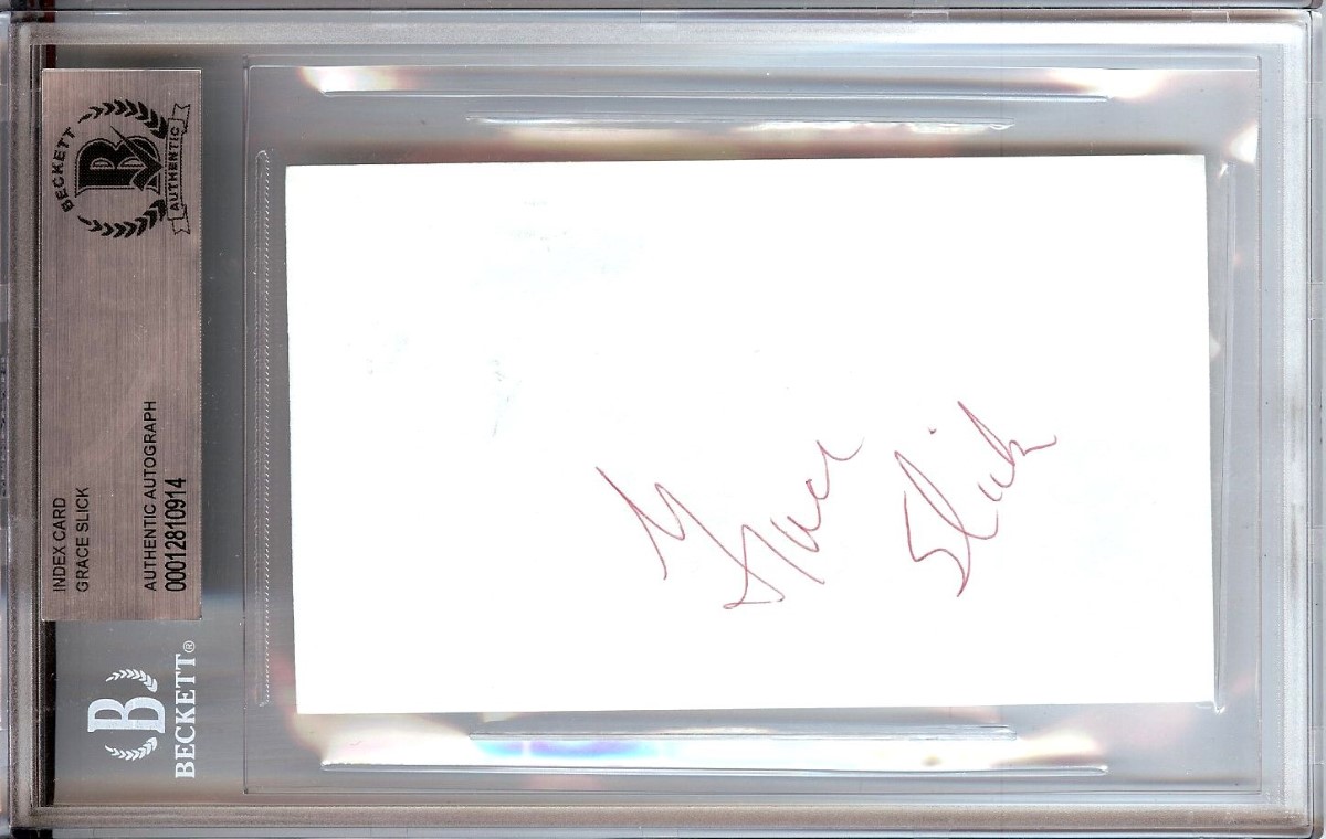 Grace Slick Signed Autographed 3X5 Index Card Jefferson Airplane ...