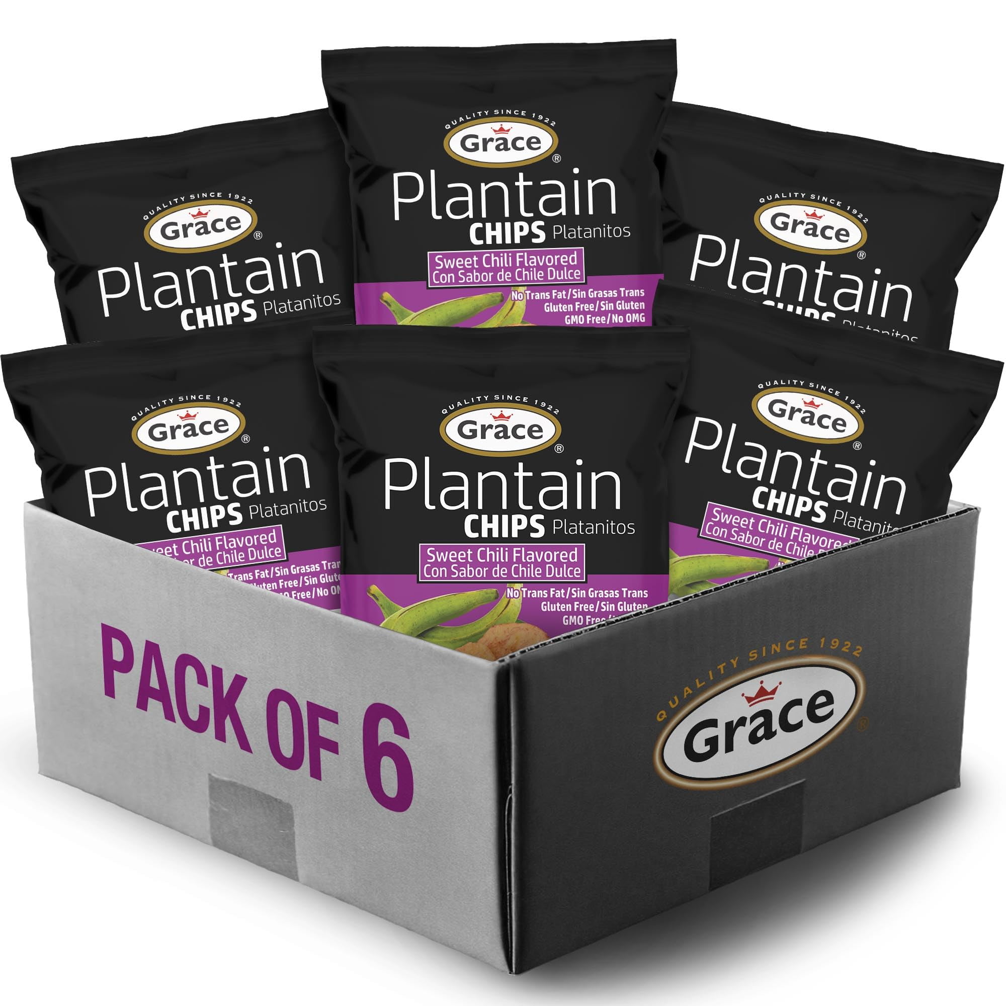 Grace Sweet Chili Plantain Chips HYZ01 2.5oz - 6 Pack Individual Bags ...