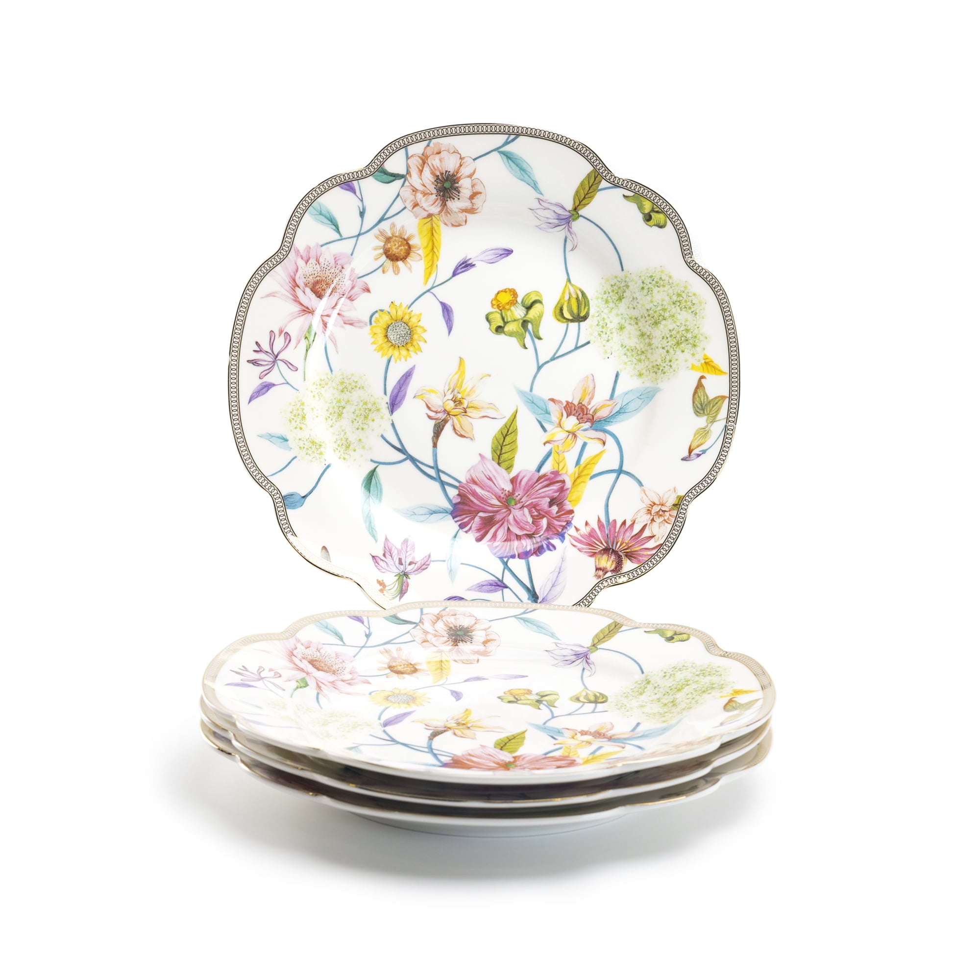 Grace Teaware 9.25in Spring Flowers Fine Porcelain with Gold Trim ...