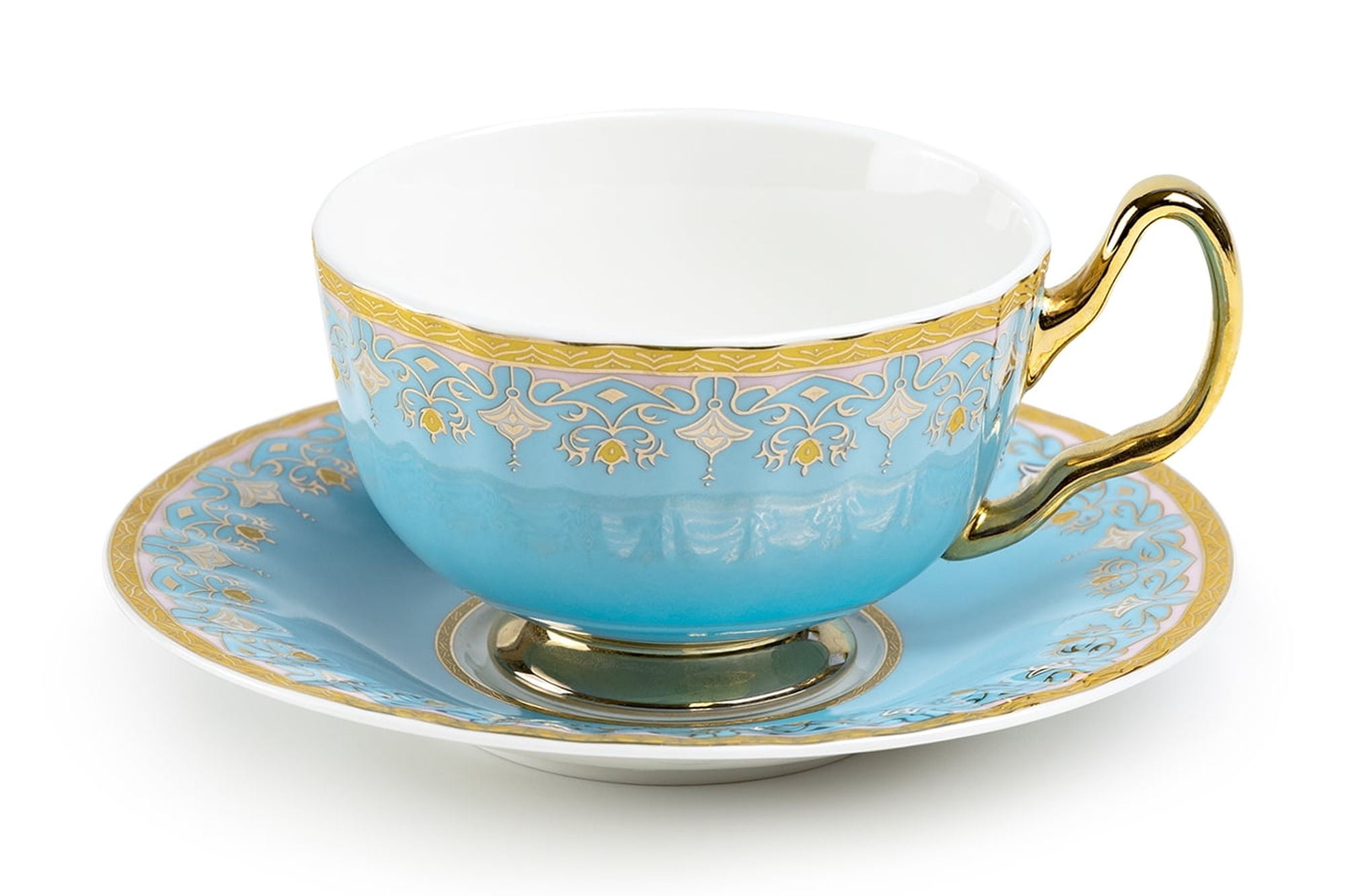 Grace Teaware Blue Floral Toile 6oz Fine Porcelain Tea Cup and Saucer ...