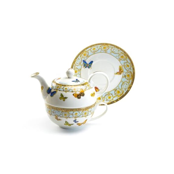 Grace Teaware Butterflies with Ornament Fine Porcelain Tea For One Set ...