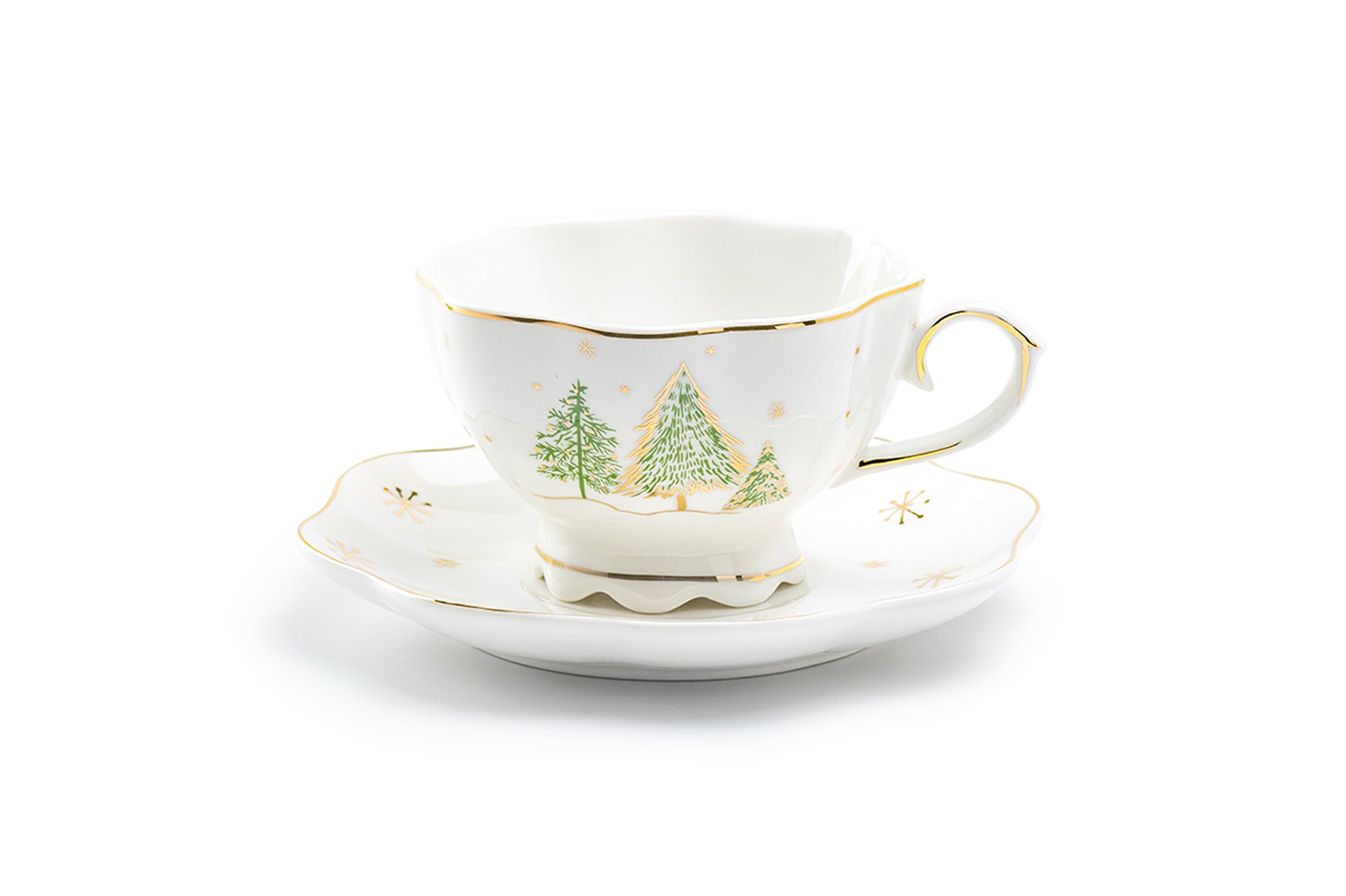 Grace Teaware Christmas Pine Trees 7.5oz Fine Porcelain Tea Cup and ...