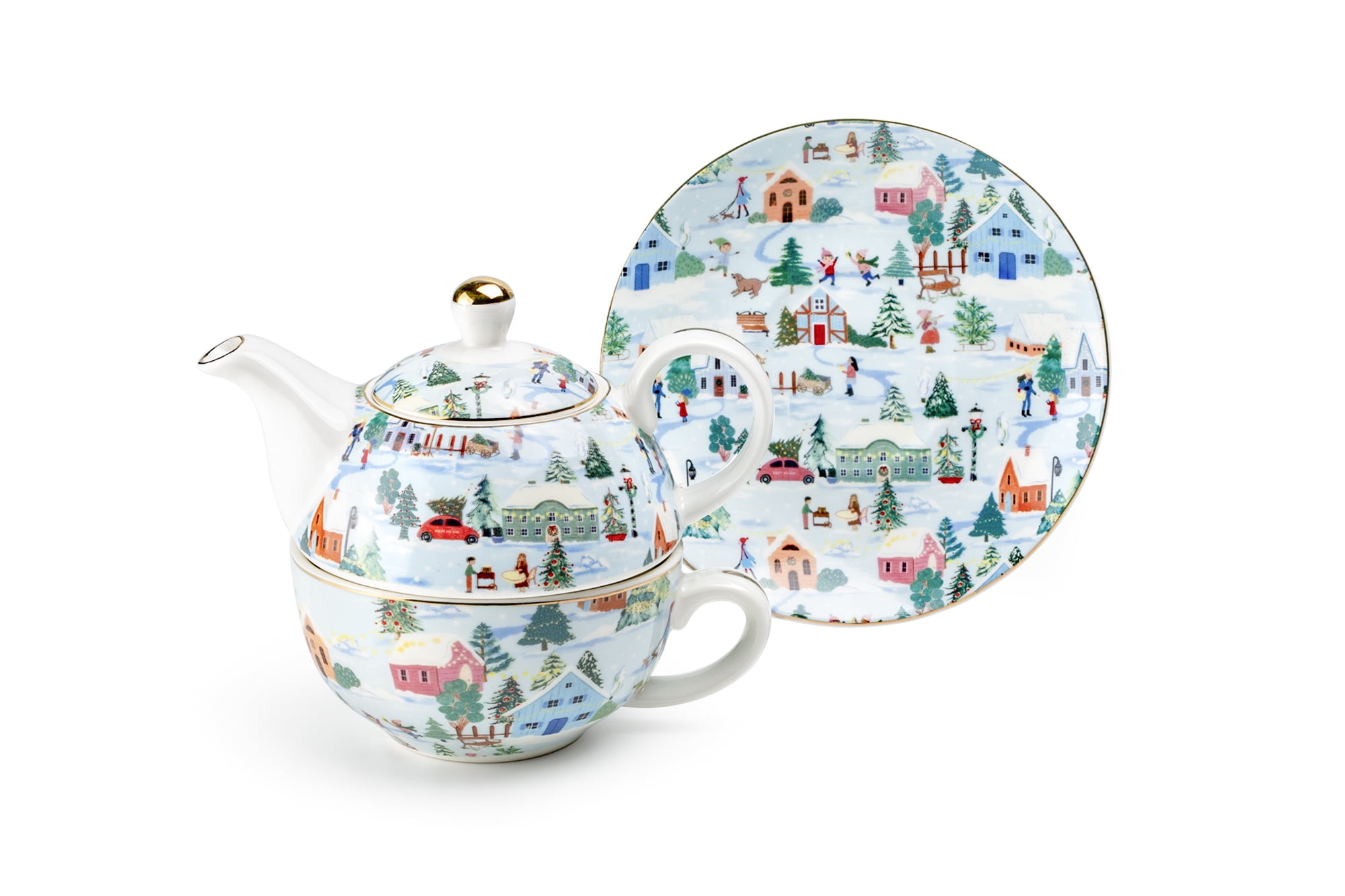 Grace Teaware Christmas Village Fine Porcelain Tea For One Set ...