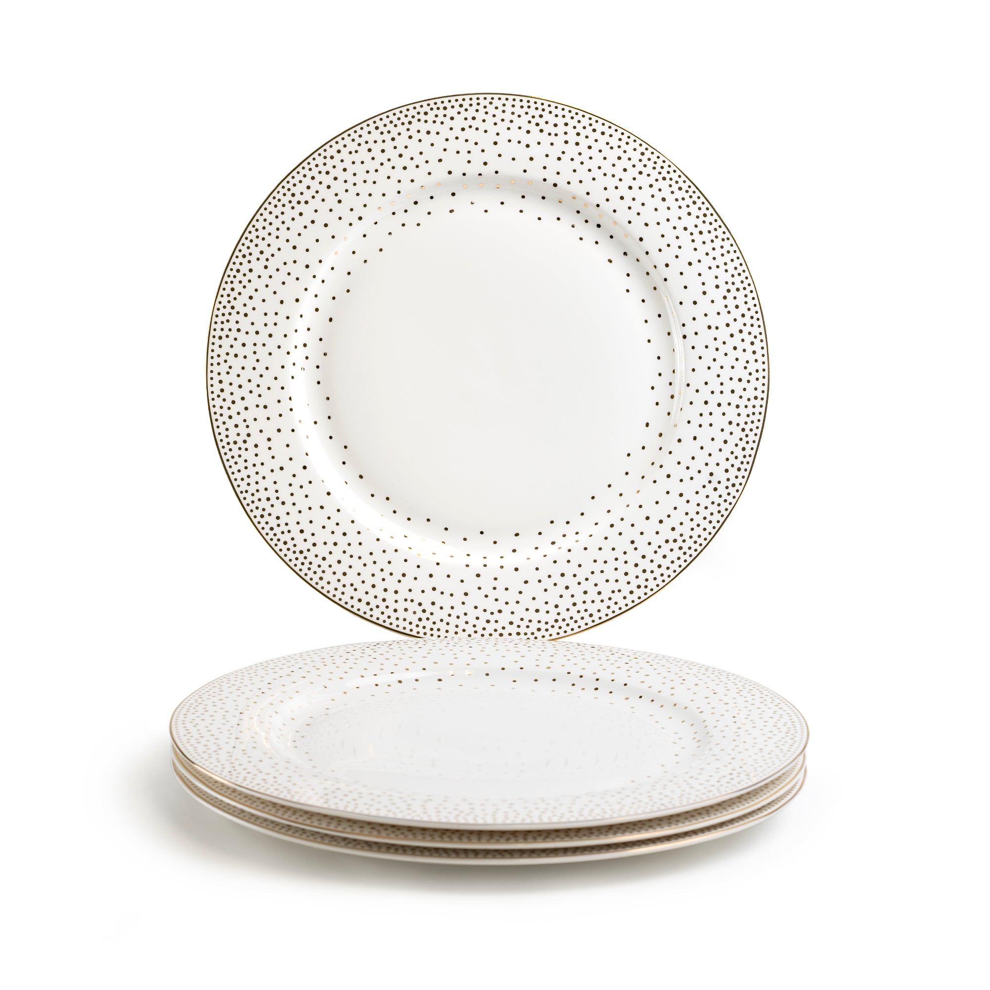 Grace Teaware Gold Dots White 11" Bone China Dinner Plates Set of 4 ...