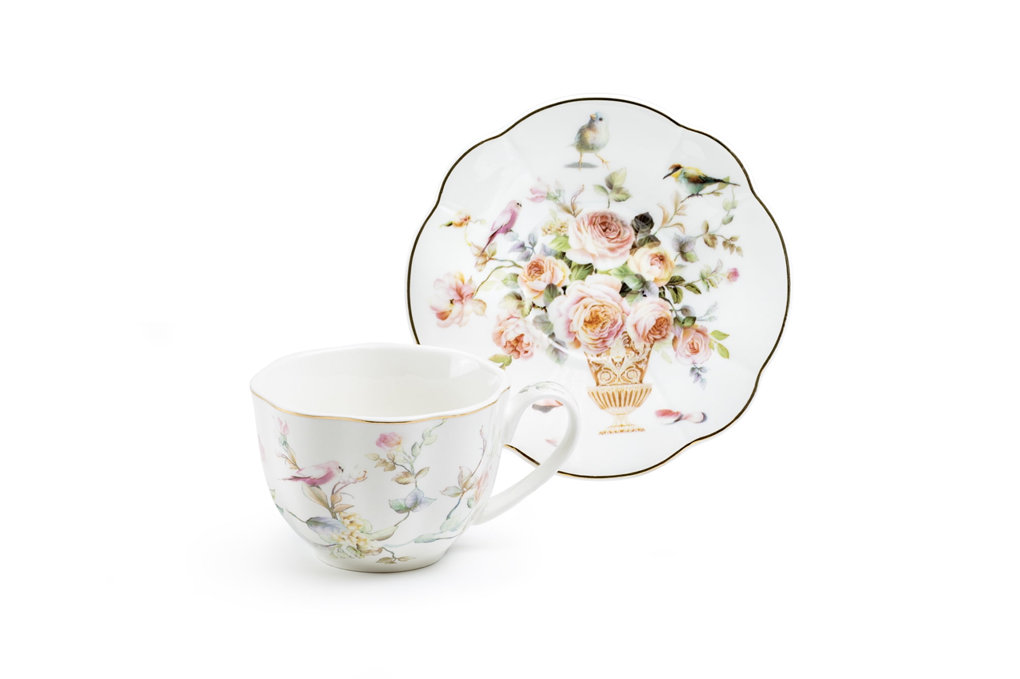 Grace Teaware Magnolia Garden 8oz Fine Porcelain Tea Cup and Saucer ...