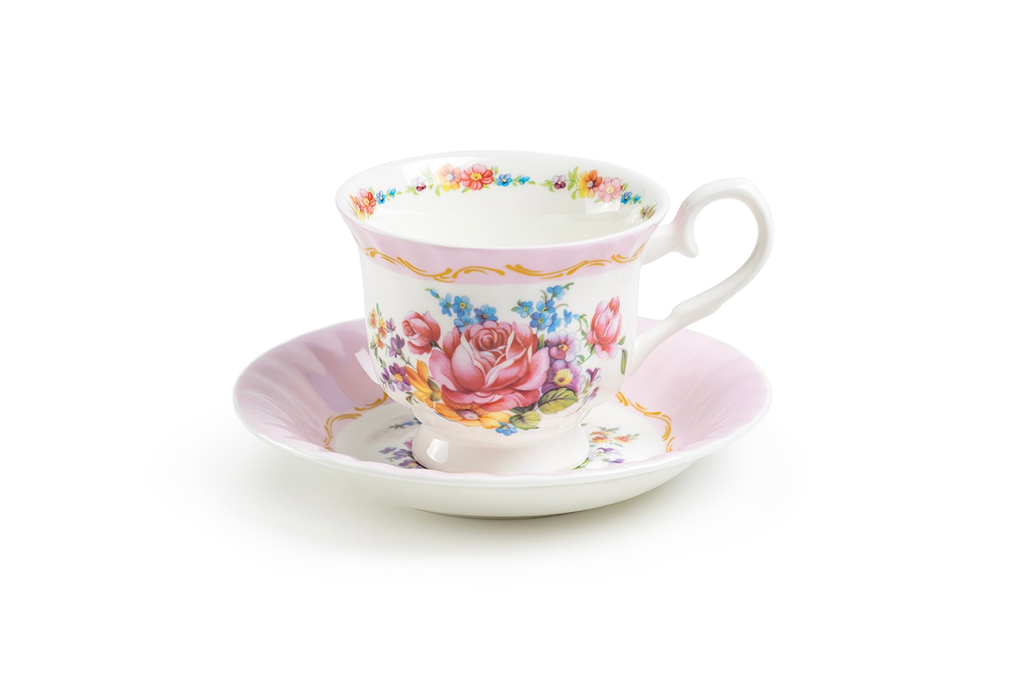 Grace Teaware Marie Rose Pink 6oz Bone China Tea Cup and Saucer ...