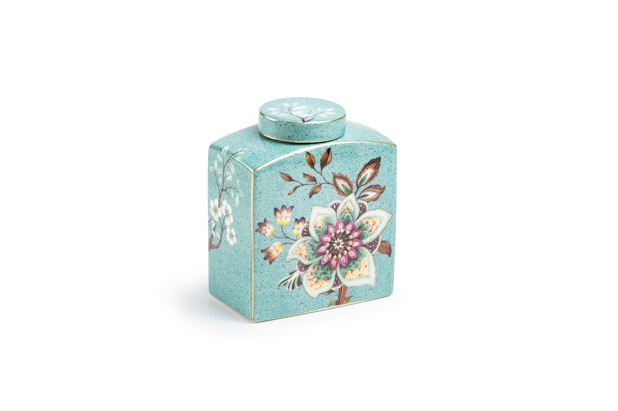 Grace Teaware Peacock Lotus Garden Green 4.5" Fine Porcelain Jar ...