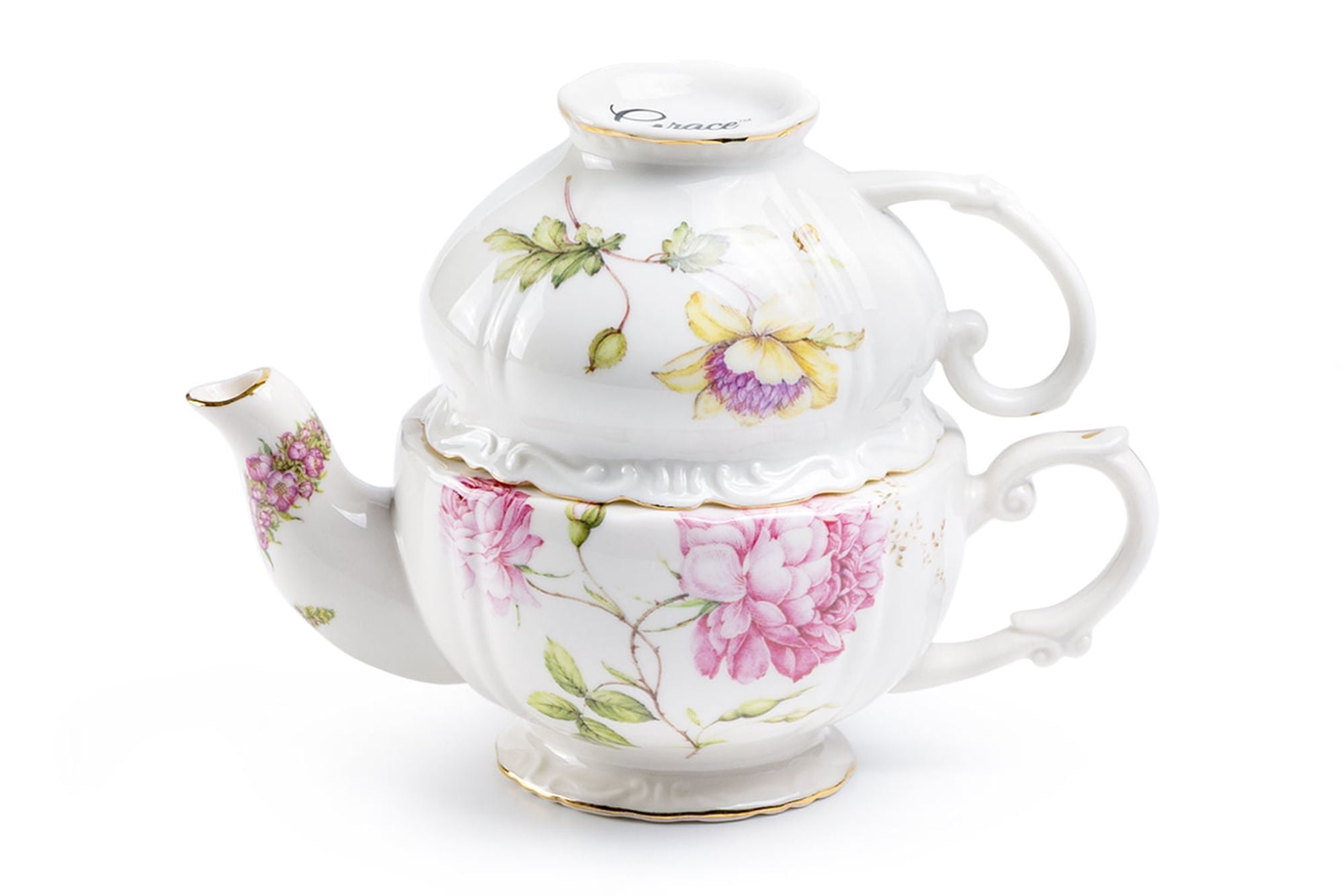 Grace Teaware Pink Peony Bloom Fine Porcelain Tea For One Set - Walmart.com