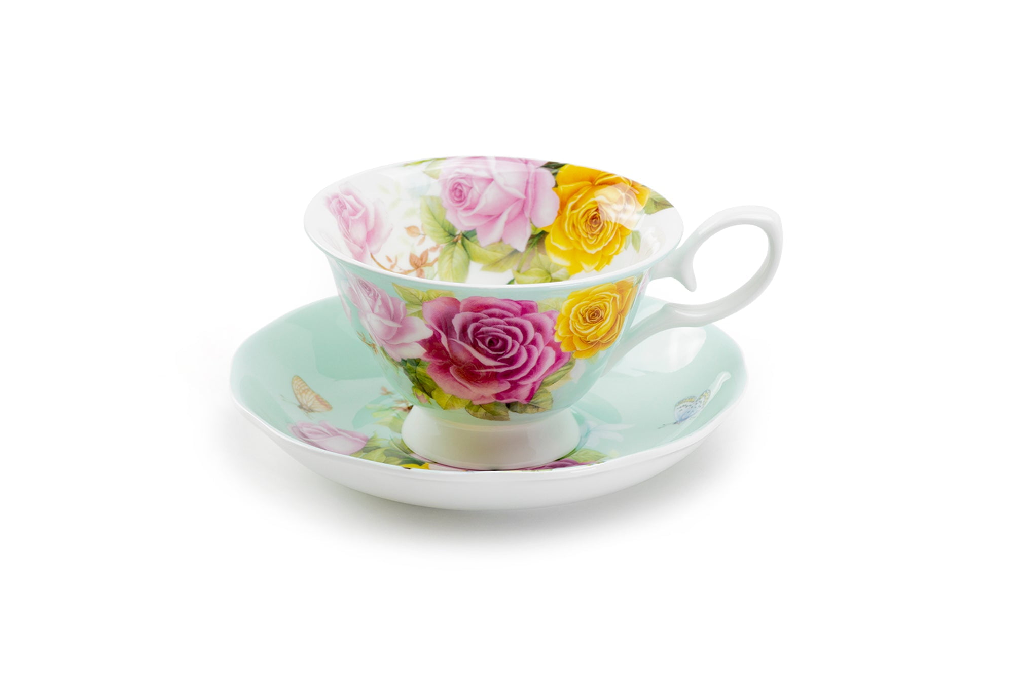 Grace Teaware Rose Bouquet Mint Green 7oz Bone China Tea Cup and Saucer ...
