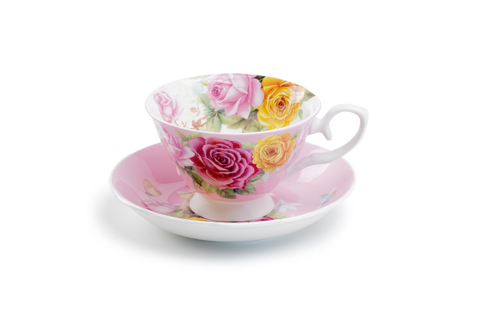 Grace Teaware Rose Bouquet Pink 7oz Bone China Tea Cup and Saucer ...