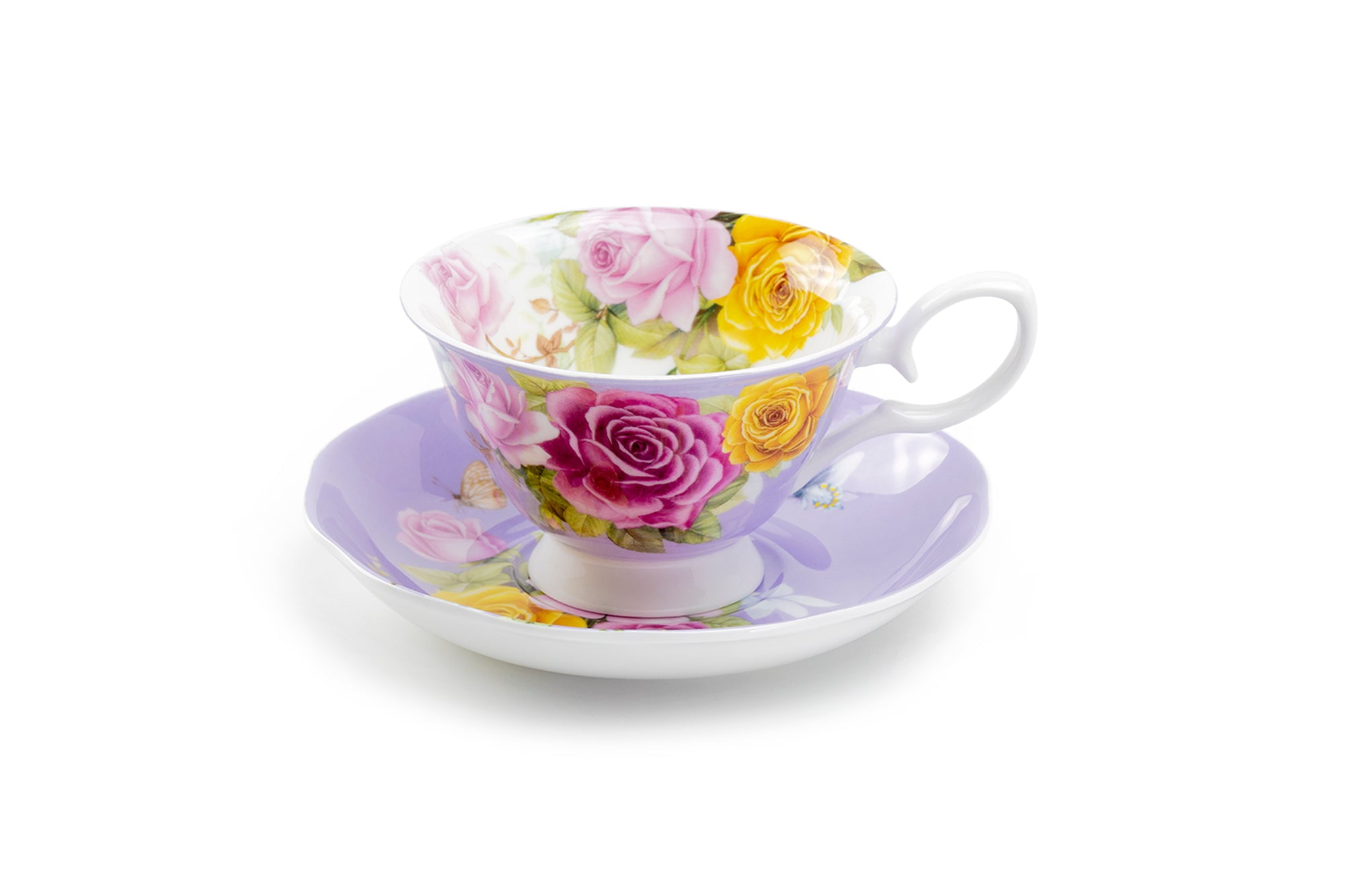 Grace Teaware Rose Bouquet Purple 7oz Bone China Tea Cup and Saucer ...