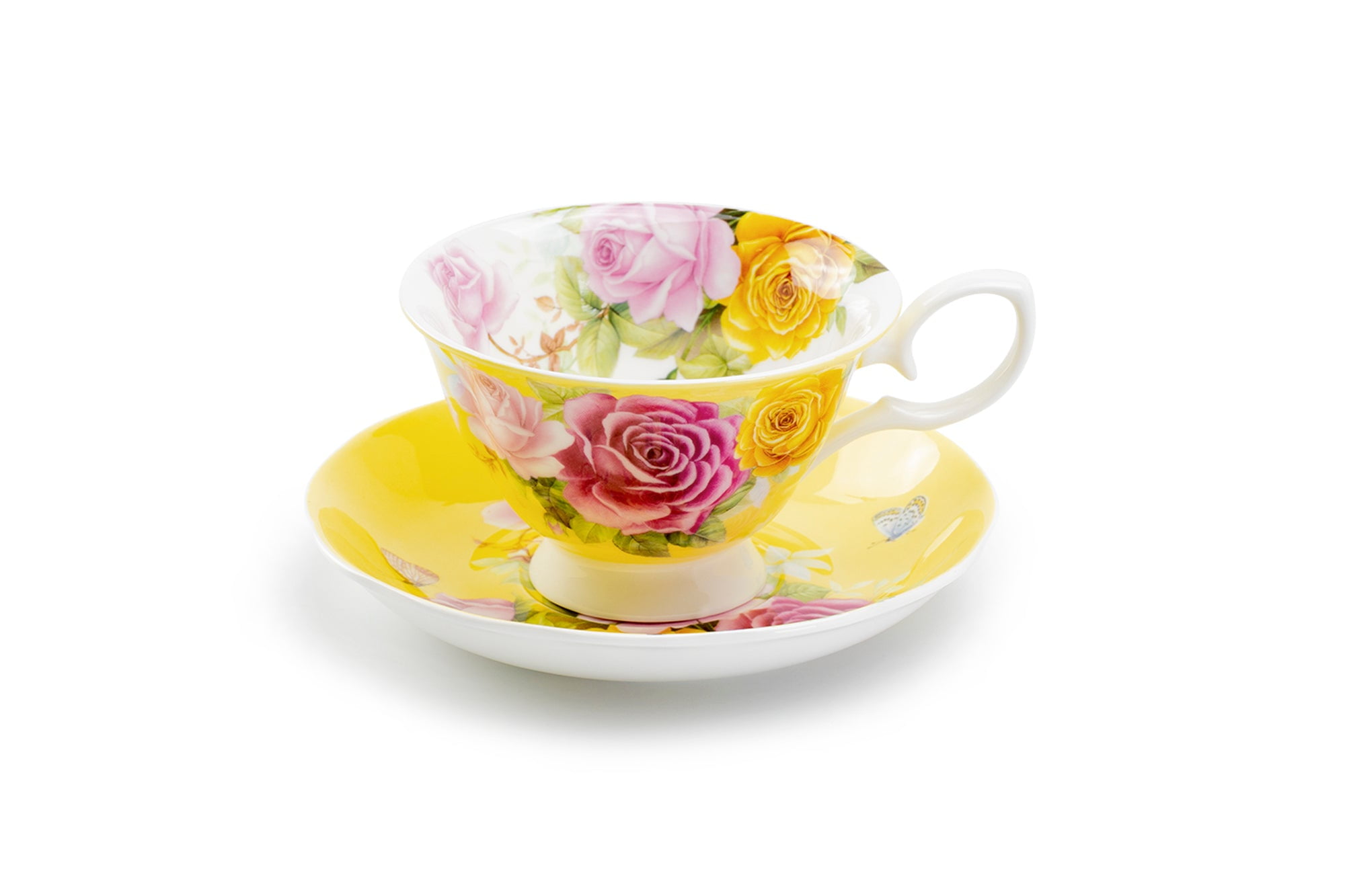 Grace Teaware Rose Bouquet Yellow 7oz Bone China Tea Cup and Saucer ...