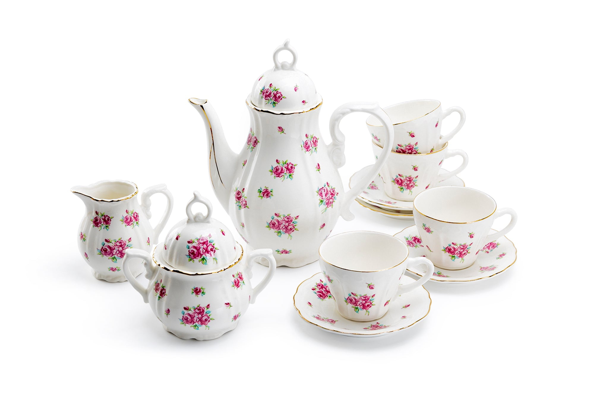 Grace Teaware Rose Bud Fine Porcelain Children's 11 Pieces Tea Set ...