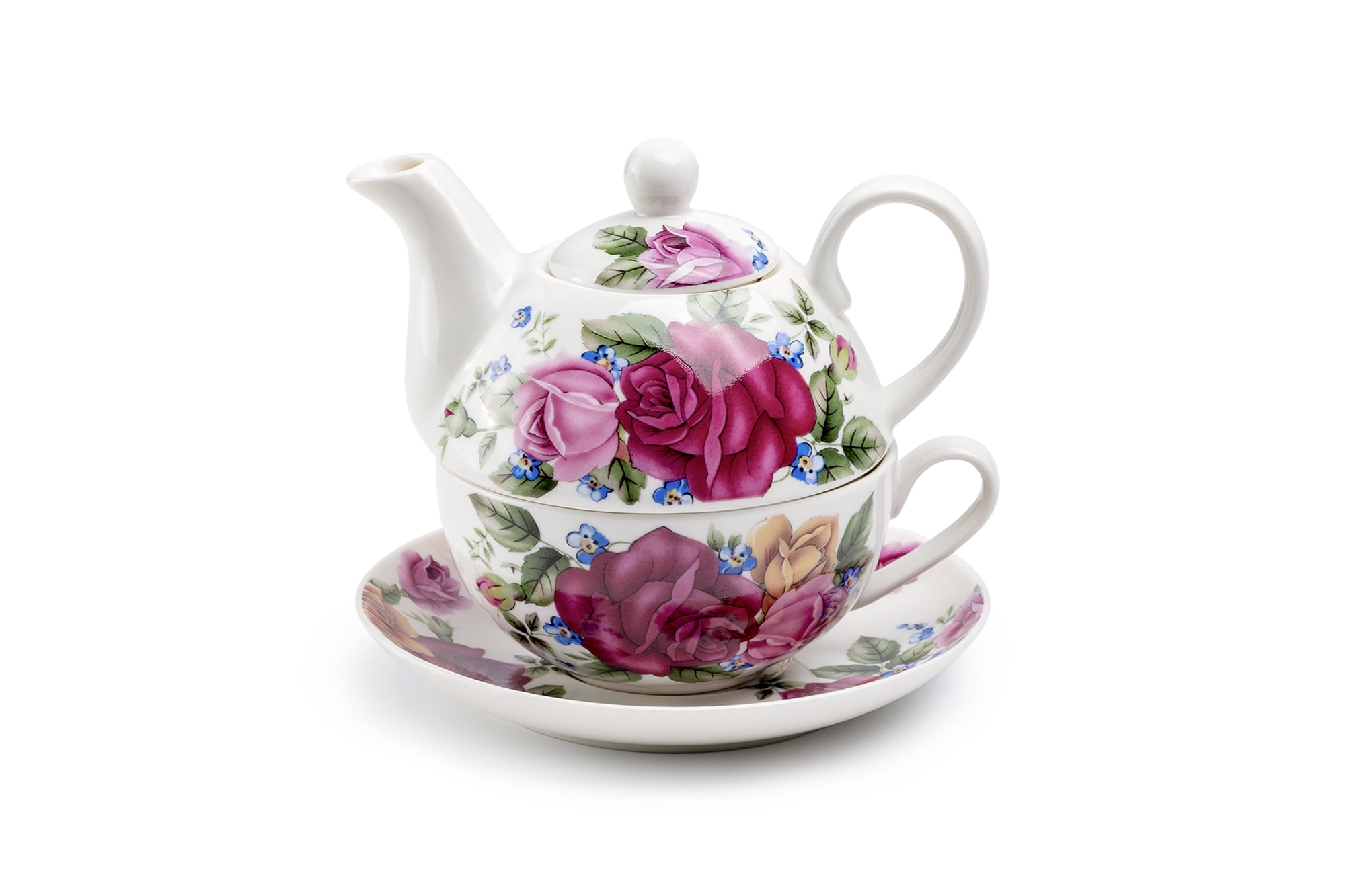 Grace Teaware Rose Garden Fine Porcelain Tea For One Set - Walmart.com