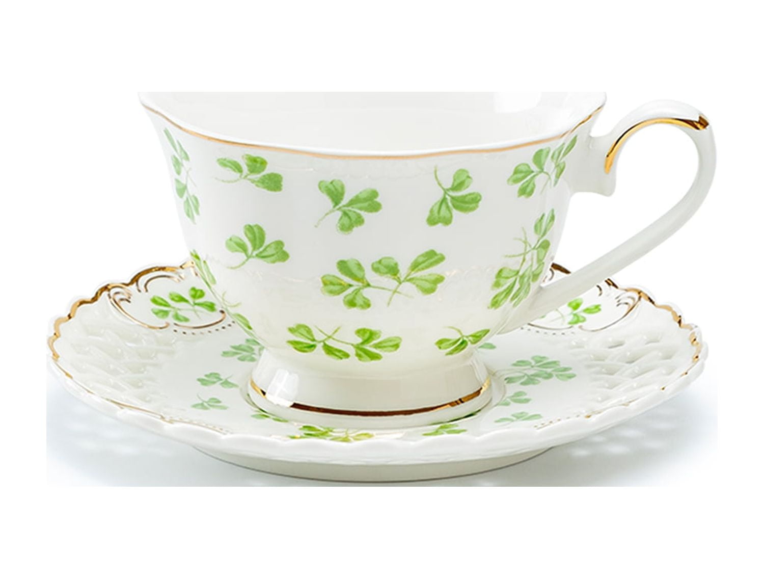Grace Teaware Shamrock Fine Porcelain Tea Cup and Saucer Set with ...