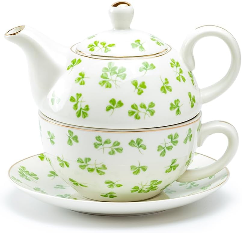 Grace Teaware Shamrock Fine Porcelain Tea For One Set, Regular ...